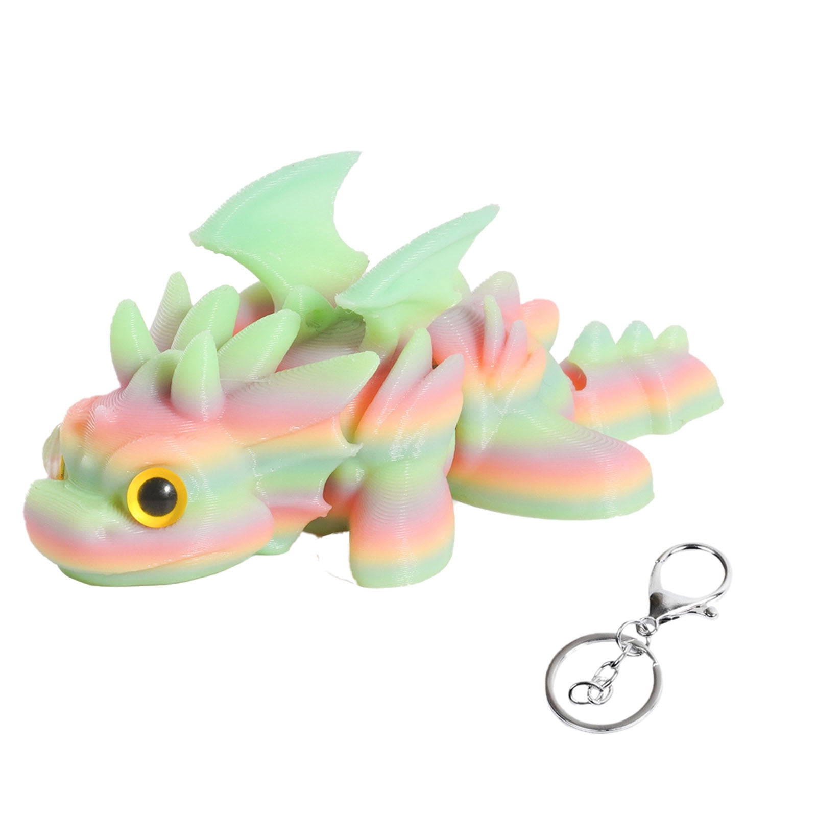3D Printed Dragon Keychain - Colorful PLA Flexible Articulated Dragon ...