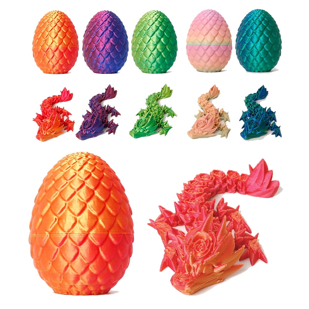 3D Printed Dragon Surprise Rose Dragon Egg Articulating Gemstone Dragon ...