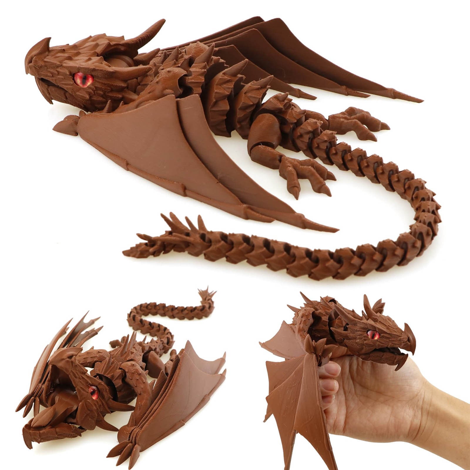 3D Printed Dragon Toys Elegant Flying Crystal Dragon Action Figures ...