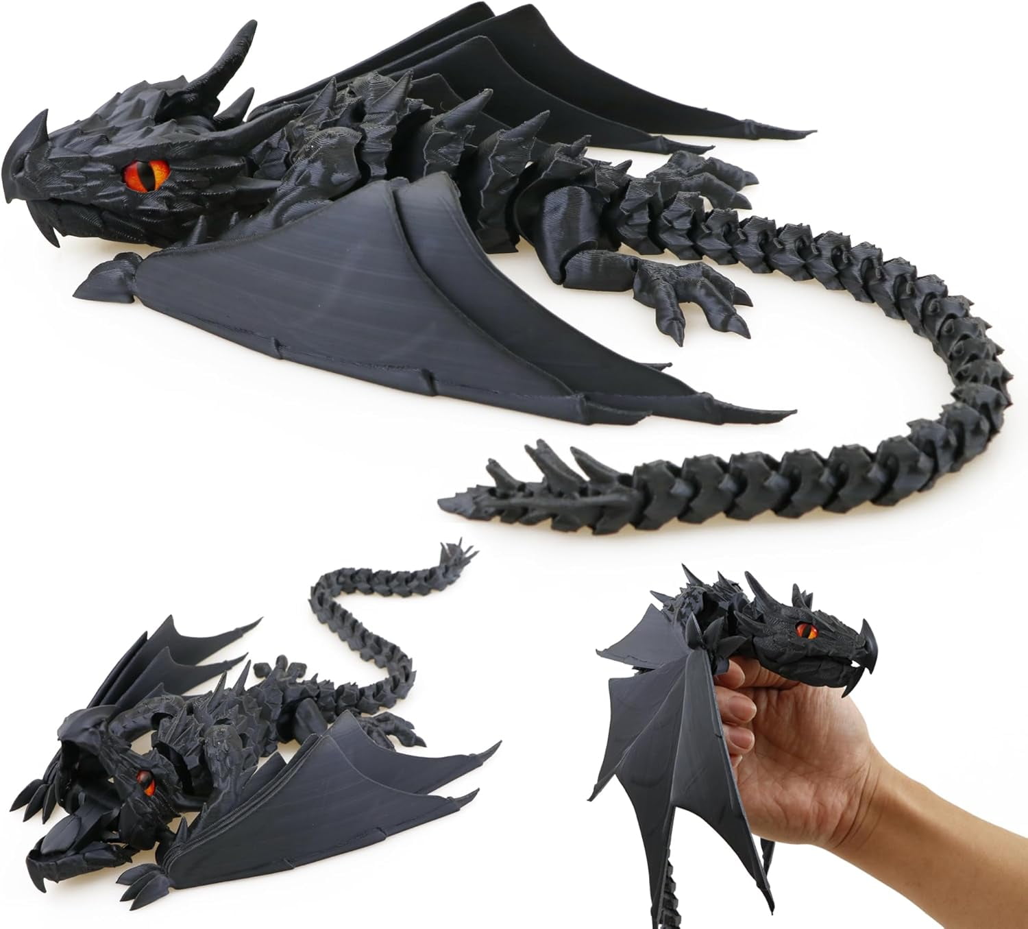 3D Printed Dragon with Wings, 3D Printed Toys, Fidget Dragon Toys, 3D ...