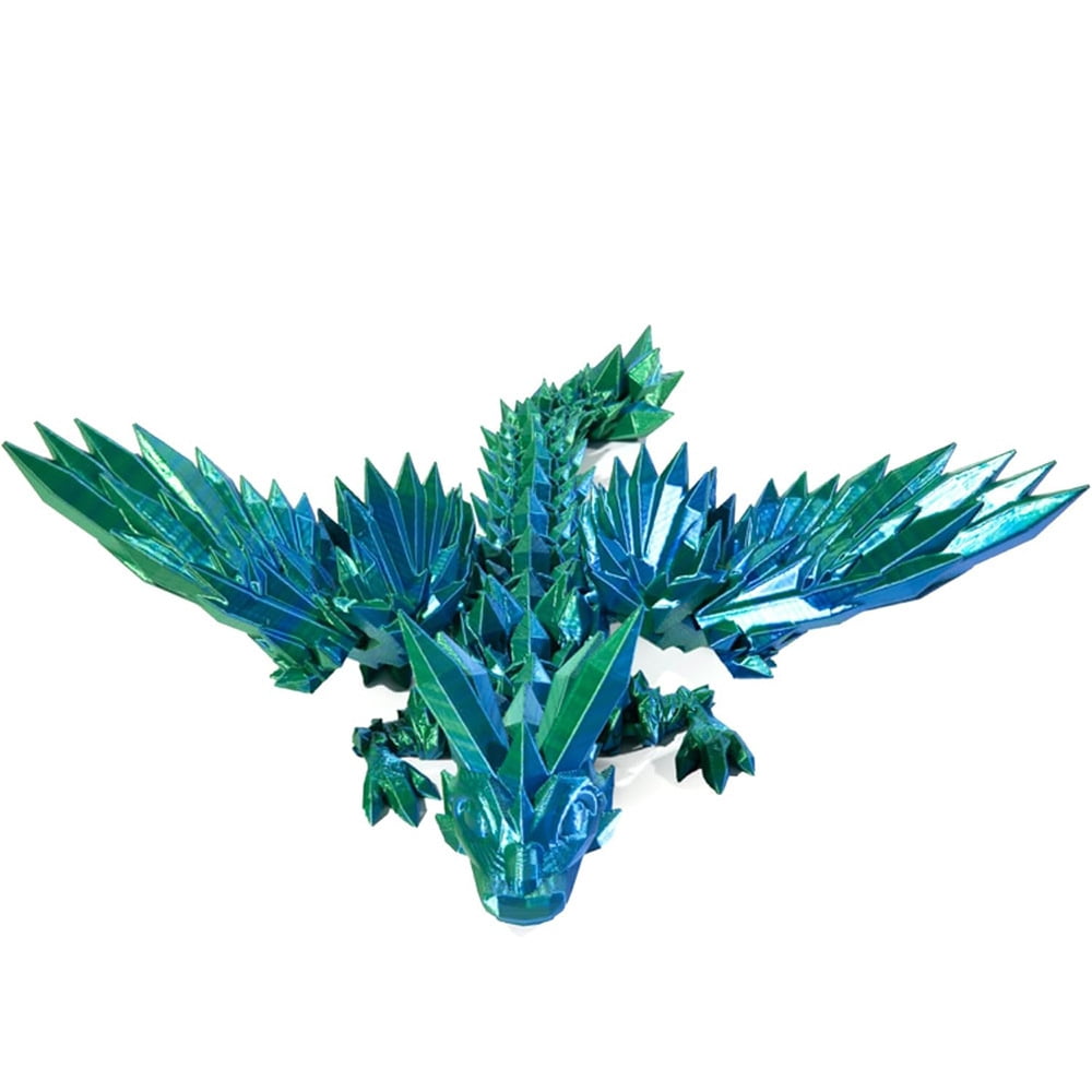 3D Printed Dragon with Wings, Articulated Crystal Wing Dragon, Flexible ...