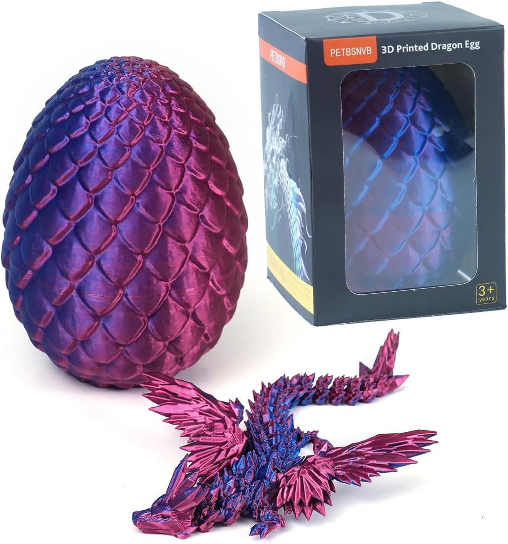 3D Printed Dragon with Wings in Egg, Easter Basket Stuffers, Crystal Dragon Surprise in Eggs ...