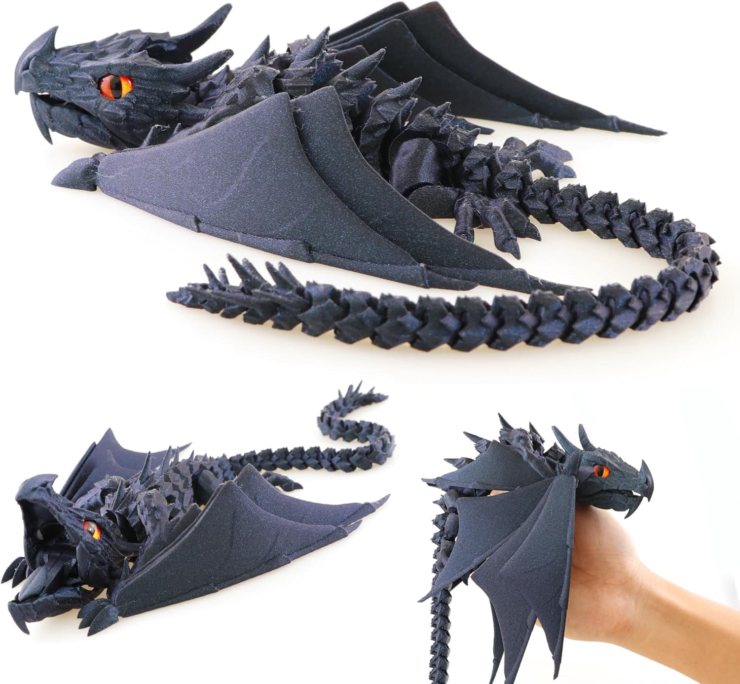 3D Printed Dragon with Wings, Fidget Dragon Toys - 3D Printed Animals ...