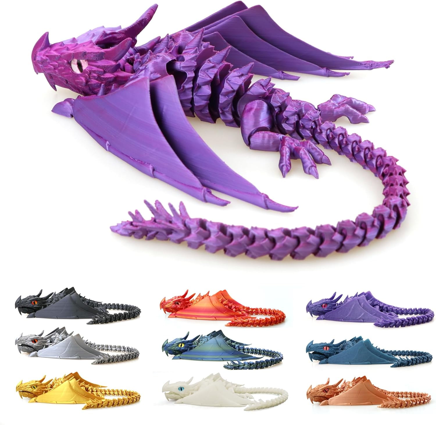 3D Printed Dragon with Wings, Fidget Dragon Toys - 3D Printed Animals ...