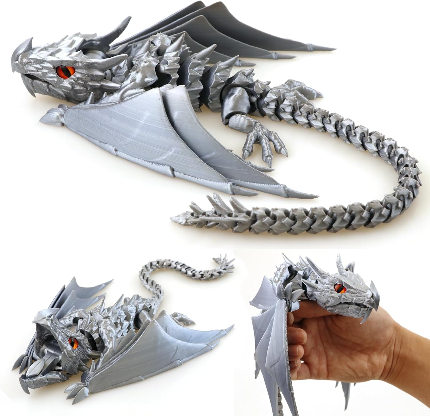3D Printed Dragon with Wings, Fidget Dragon Toys, 3D Printed Animals ...