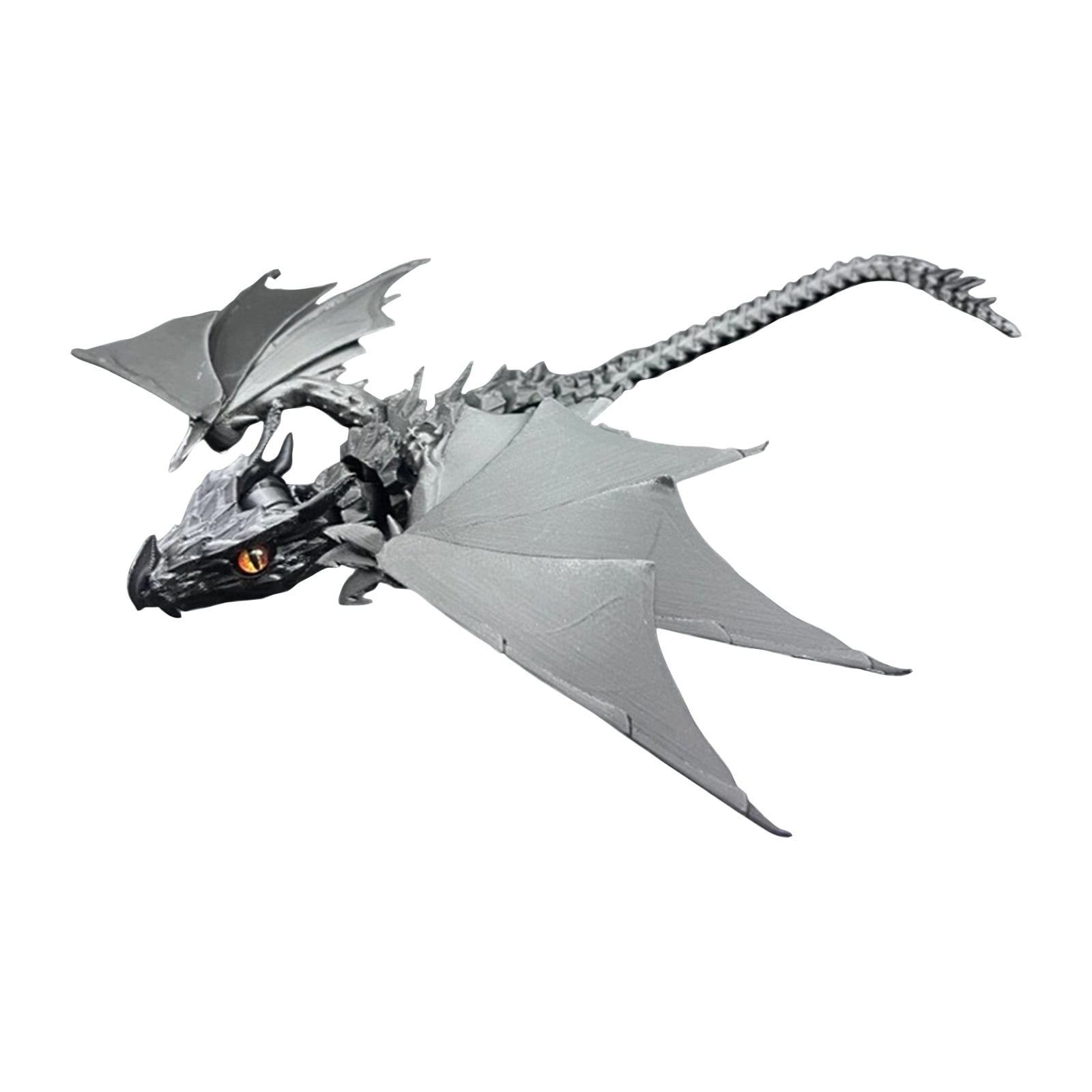 3D Printed Dragon with Wings Flexible Movable Articulated Crystal ...