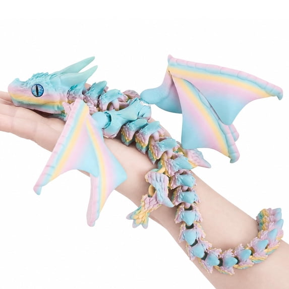 3D Printed Dragon With Wings, Flexible Articulated Crystal Model ...