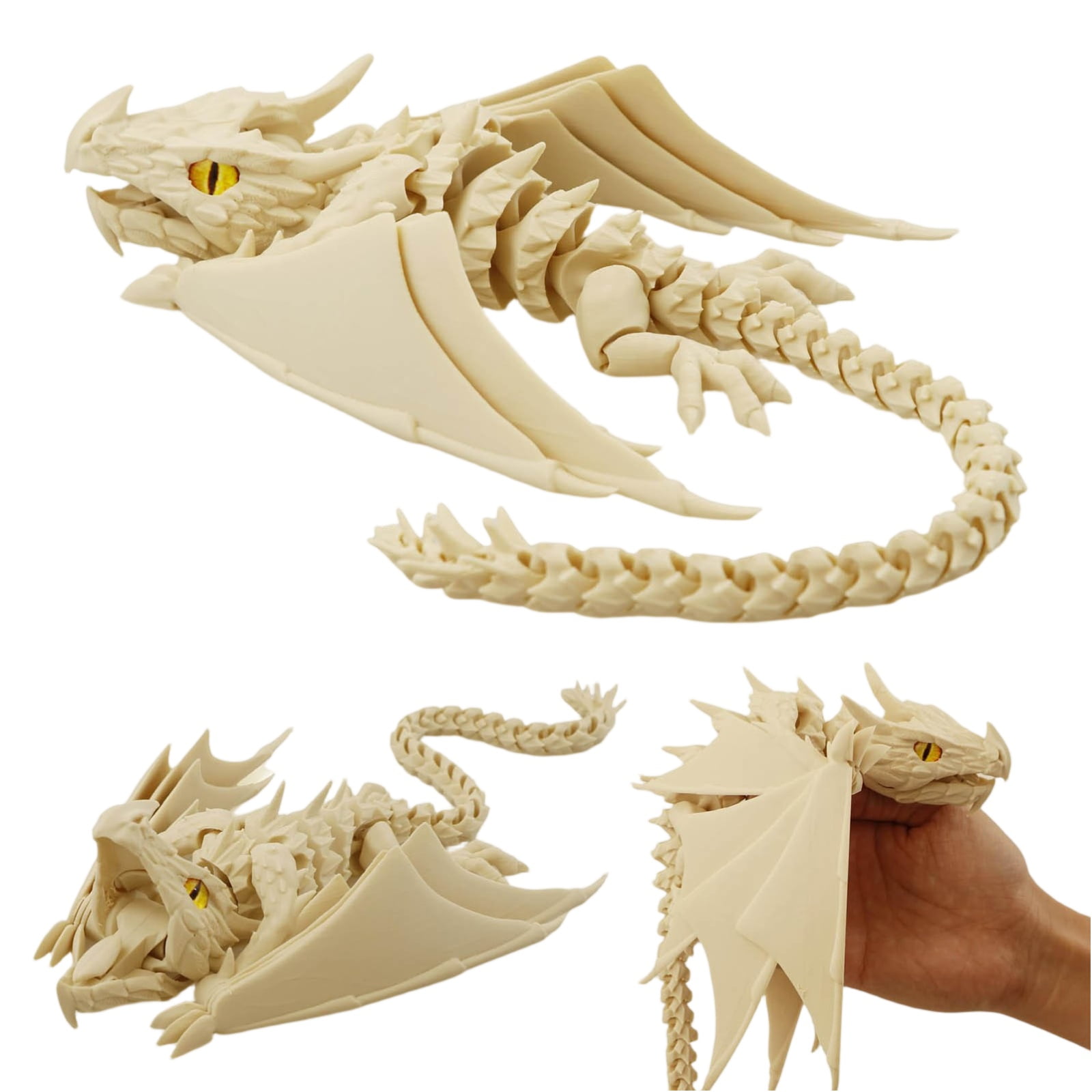 3D Printed Dragon With wings , Flexible Articulated Winged Crystal ...