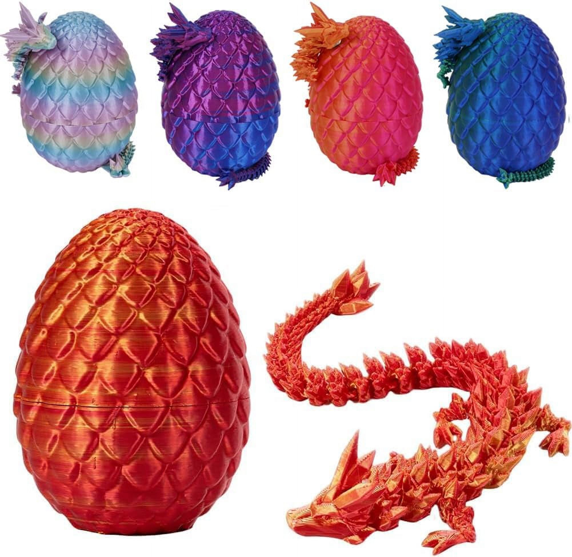 3D Printed Dragon in Egg, Articulated Crystal Dragon Egg Surprise ...