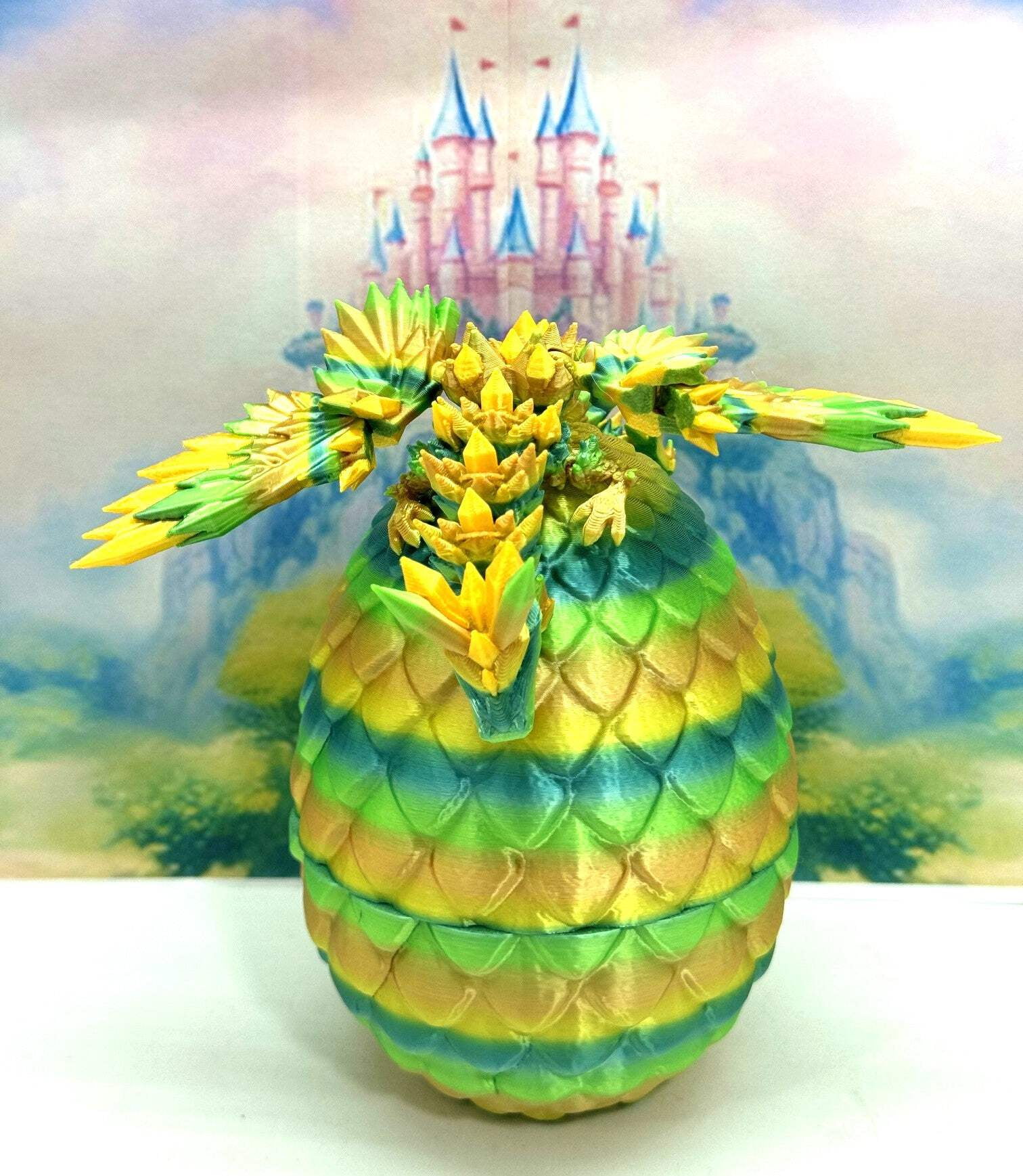 3D Printed Dragon with Egg, Articulated Crystal Winged Dragon, Fidget ...