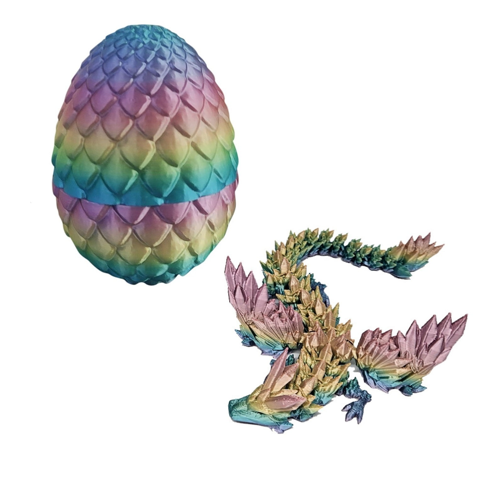 3D Printed Dragon with Egg, Flexible Articulated Mystical Creature Toy ...