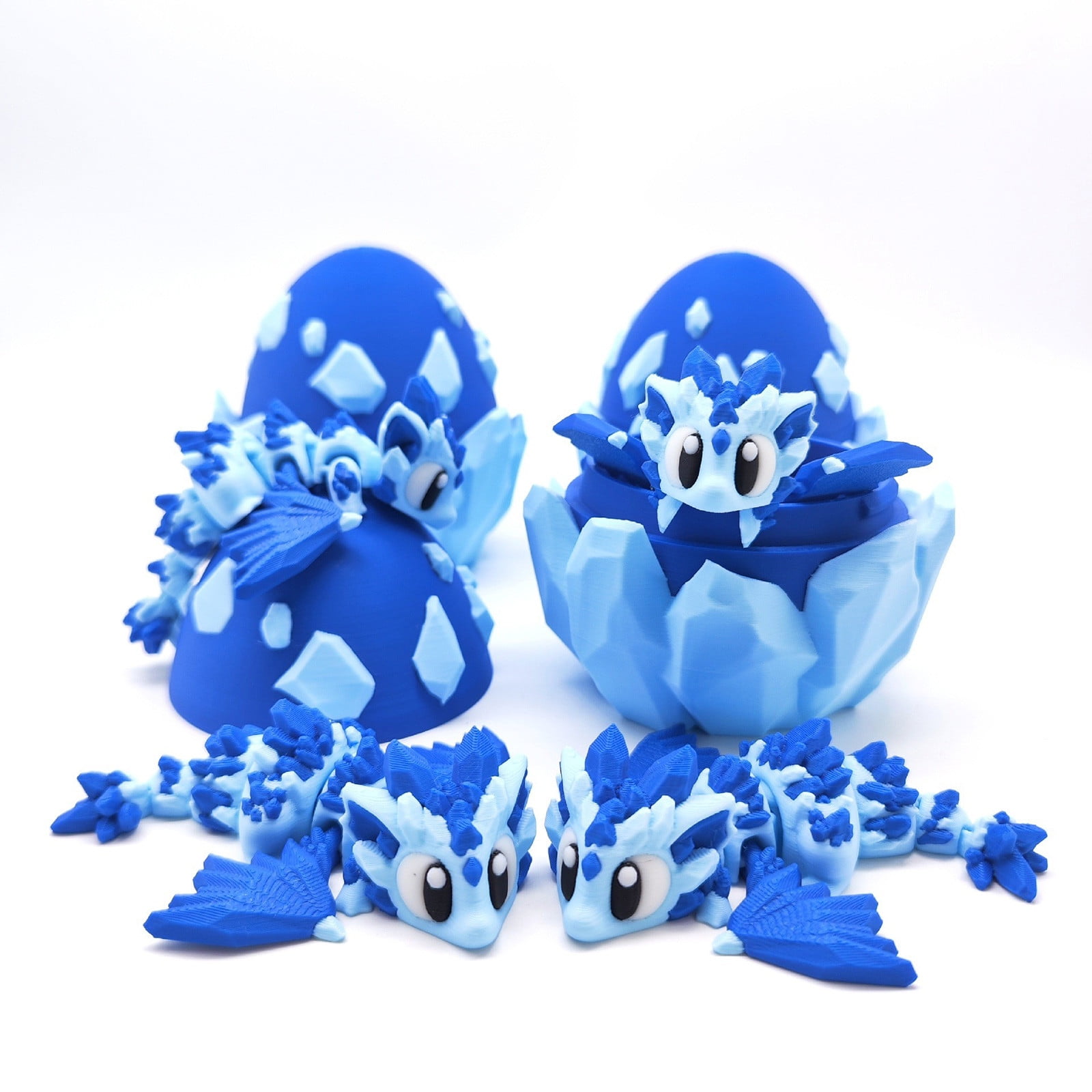 3D Printed Dragon with Egg, Small Articulated Crystal Dragons Eggs for ...