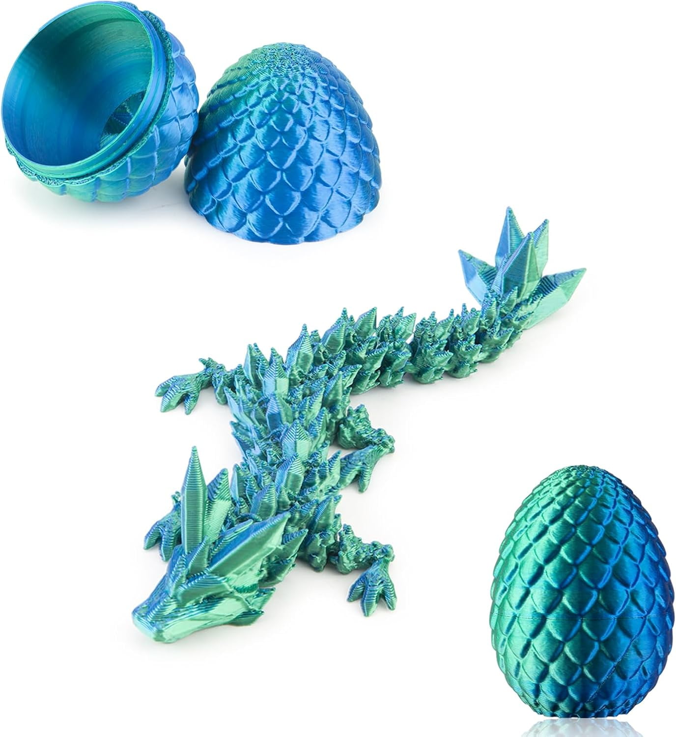 3D Printed Dragon with Egg, Small Articulated Crystal Dragons Eggs for ...