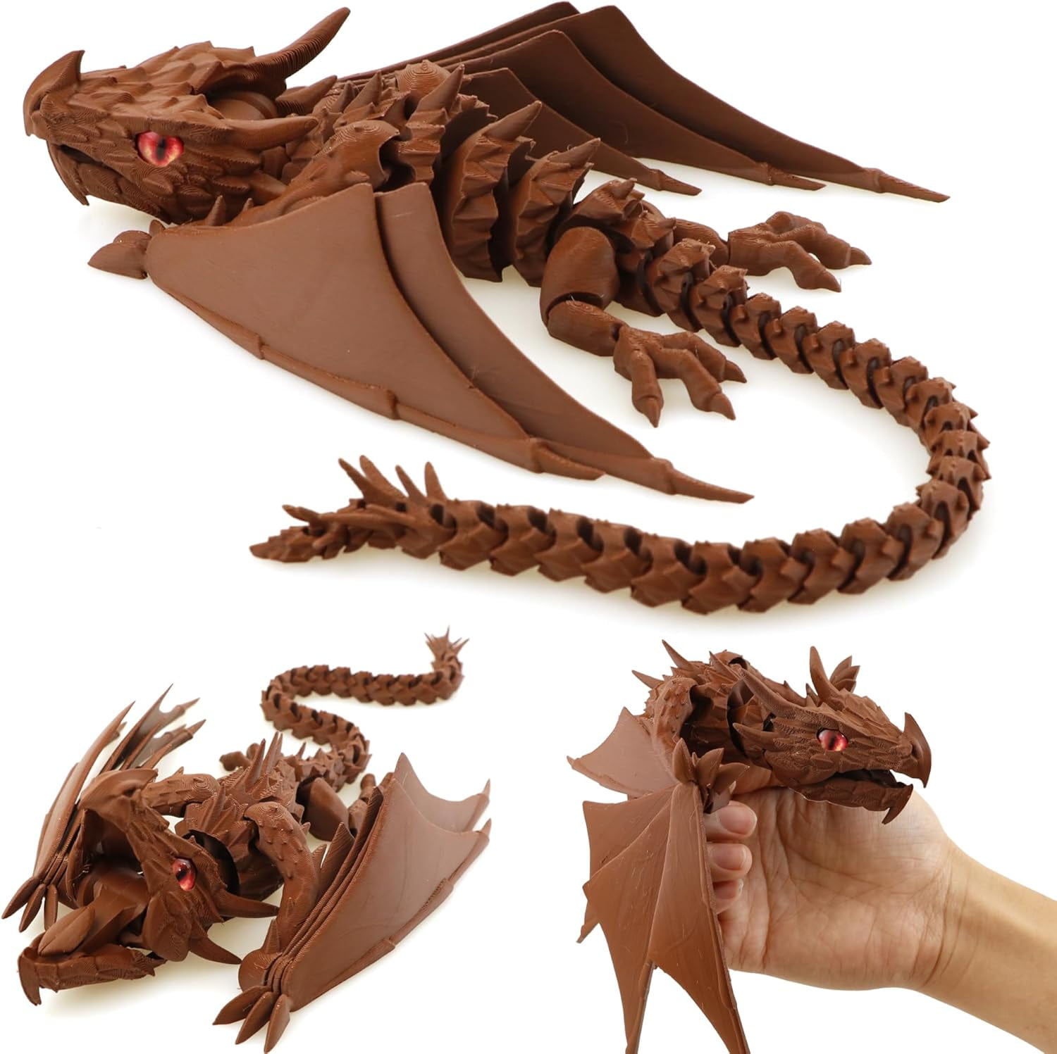 3D Printed Dragon with Wings, Fidget Dragon Toys, 3D Printed Animals ...