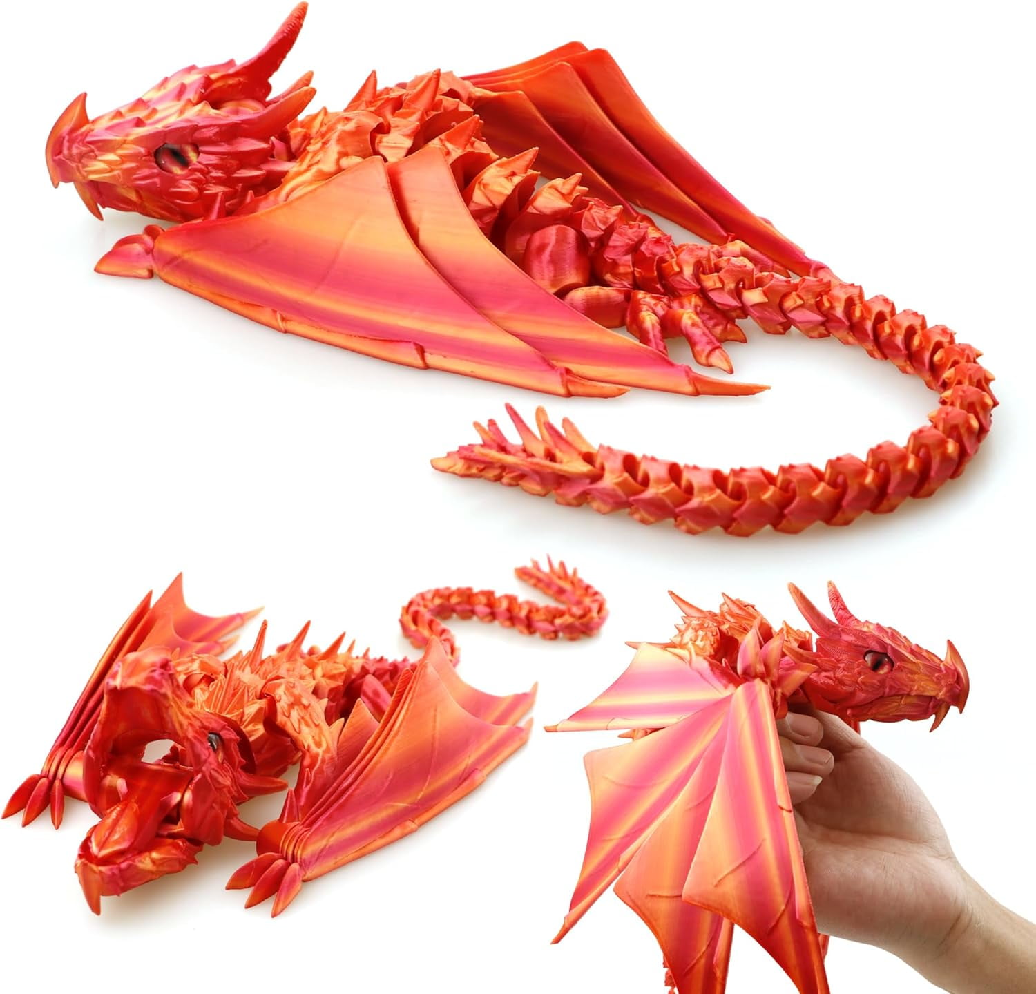3D Printed Dragon with Wings, Fidget Dragon Toys, 3D Printed Animals ...