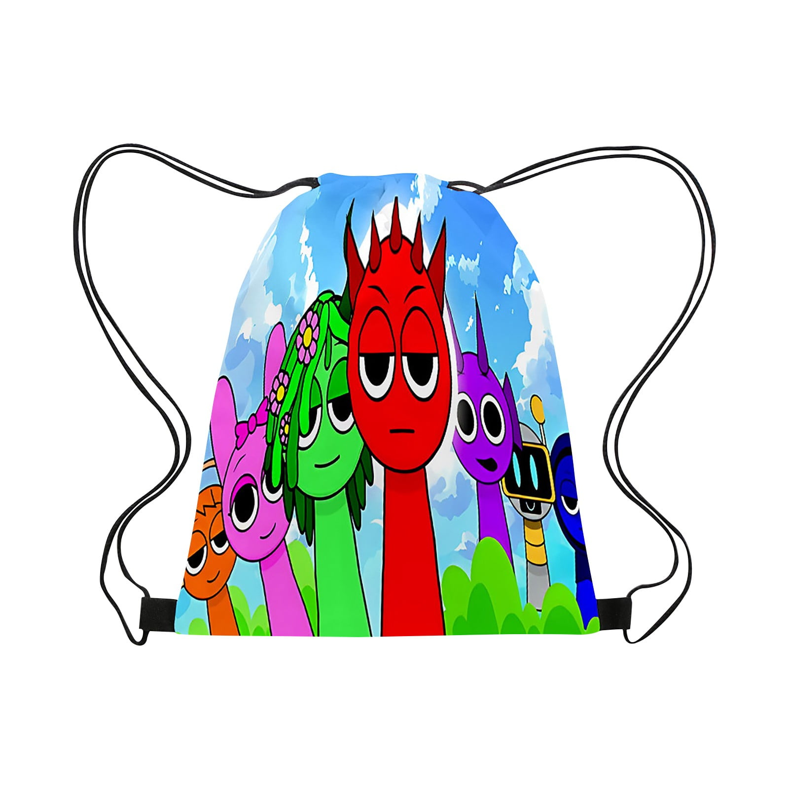 3D Printed Drawstring Backpack Sprunki-_Young Cartoon Backpack Things ...
