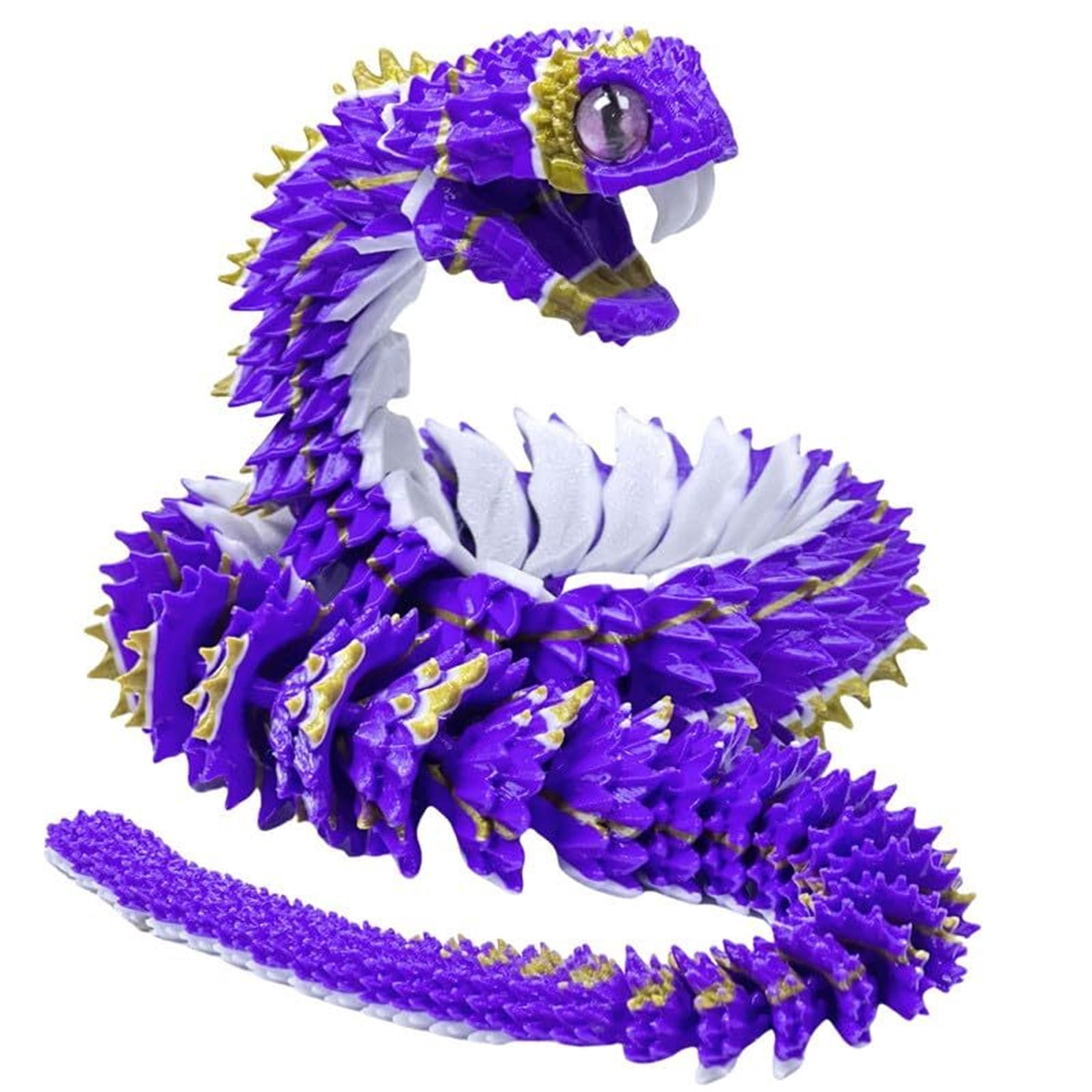 3D Printed Dual-Color Snake Decor with Open Mouth & Articulated Desk ...
