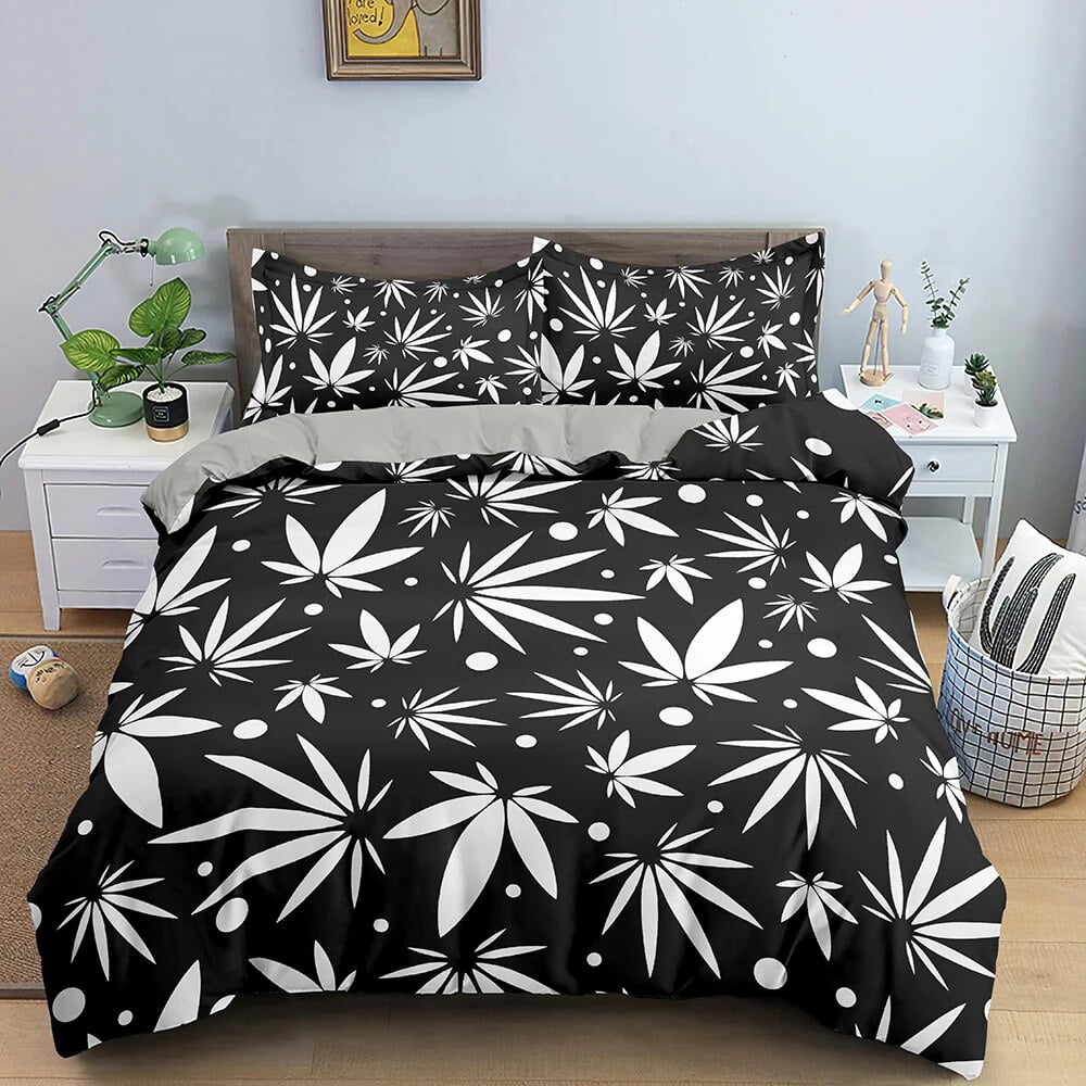 3D Printed Duvet Cover Set Maple Leaves Pattern Bedding Sets Bedroom ...