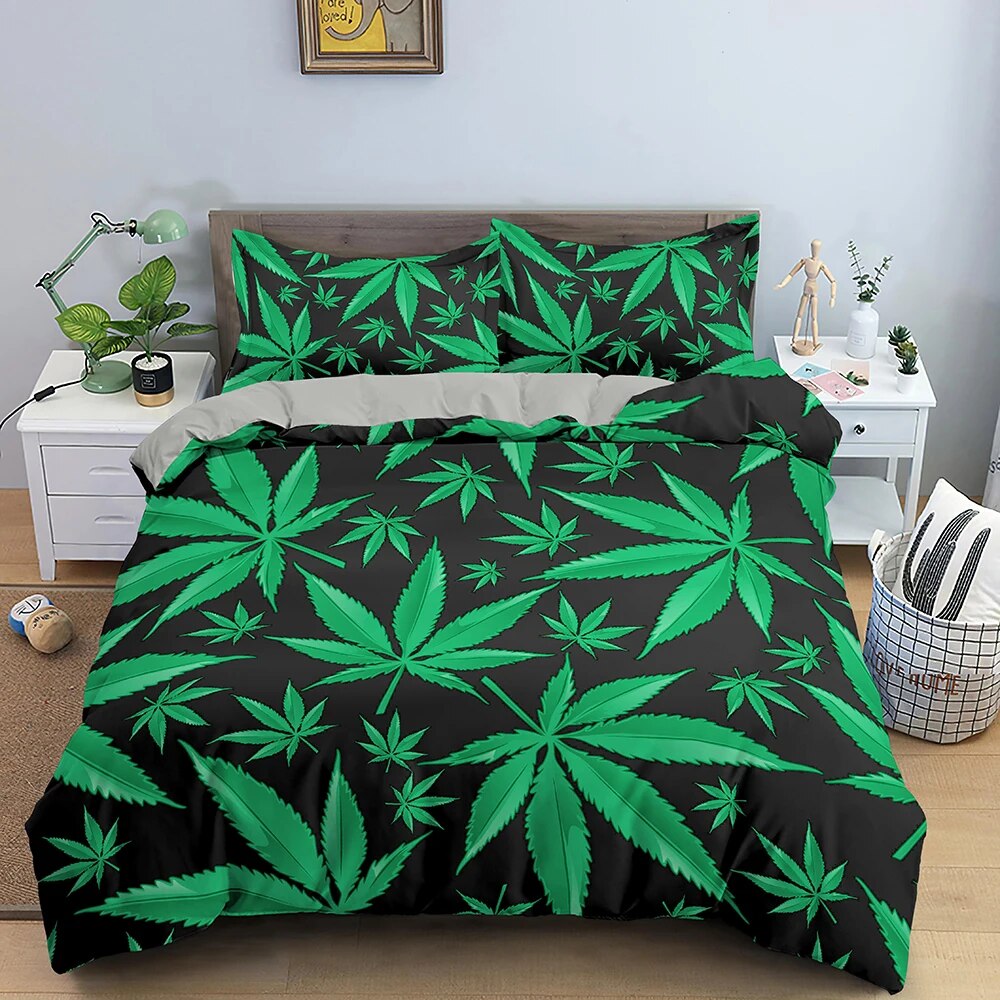 3D Printed Duvet Cover Set Maple Leaves Pattern Bedding Sets Bedroom ...