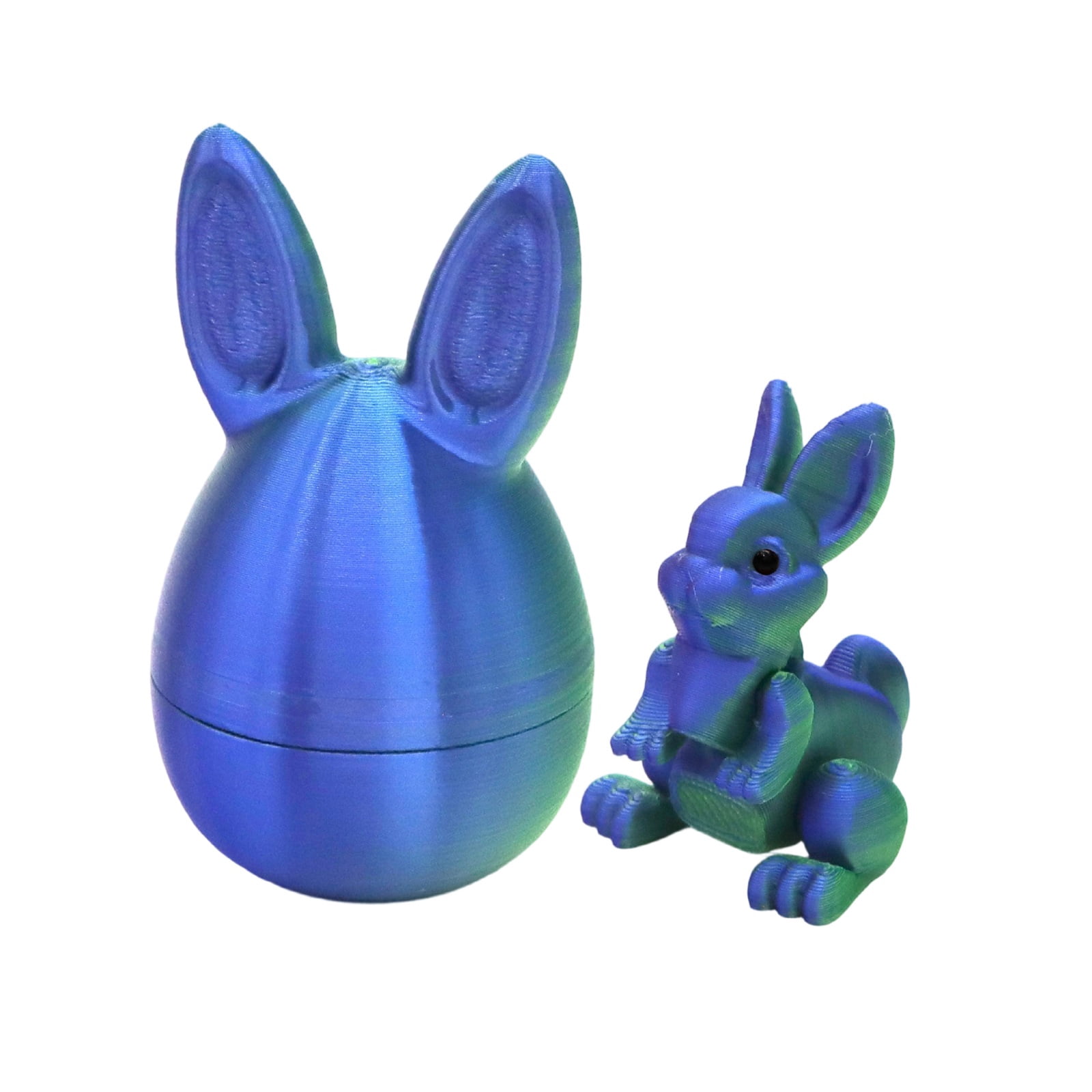 3D Printed Easter Egg Rabbit Ornament, Gradient Gradient Blue-Green ...