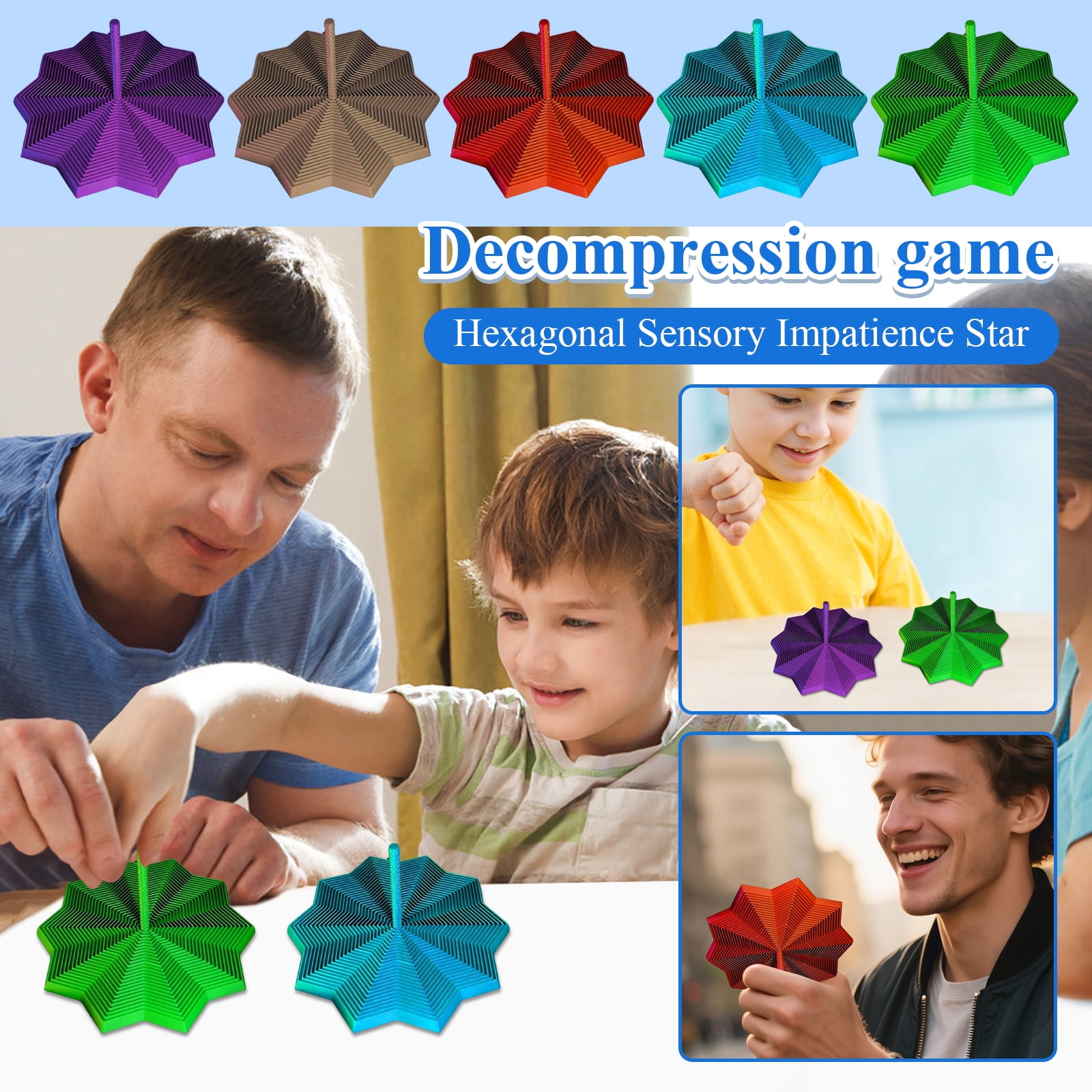 3D-Printed Expanded Sensory Fidget Star, Fractal Fidget Hexagon with ...