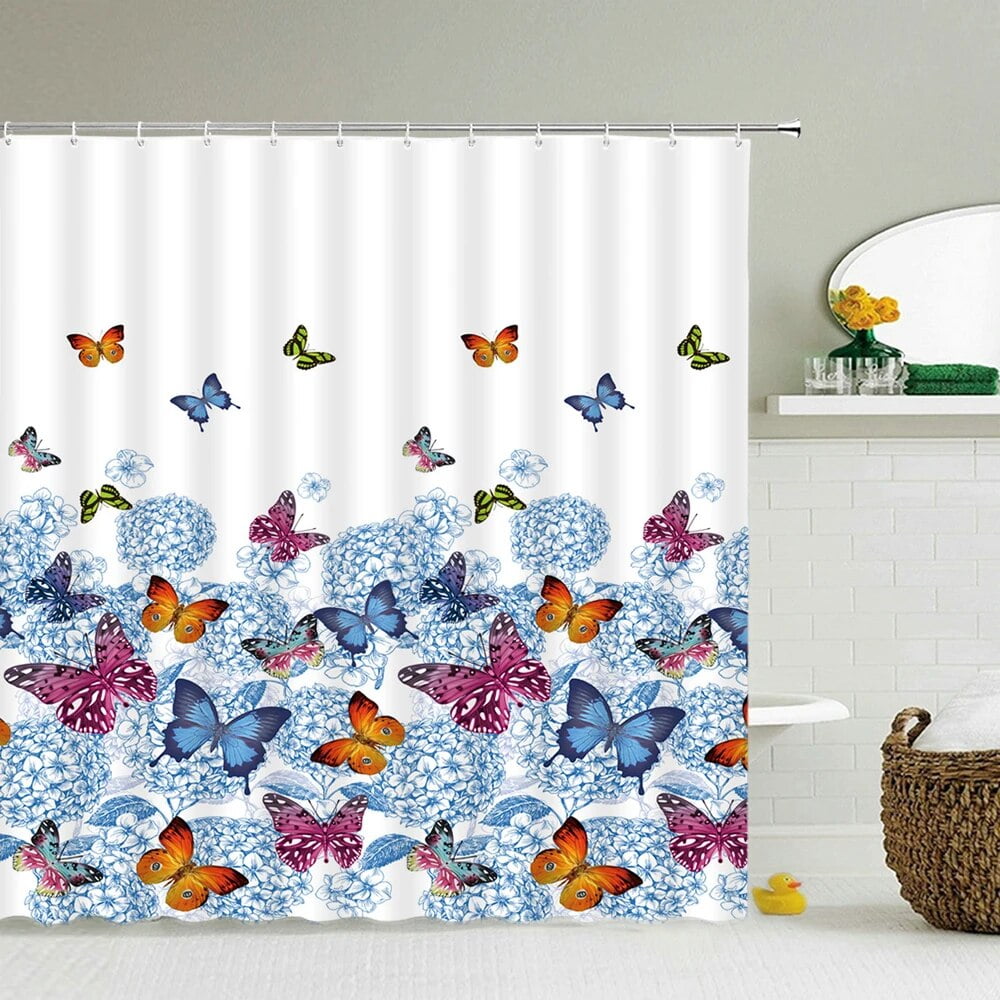 3D Printed Fabric Shower Curtains Beautiful Butterfly Bath Screens ...
