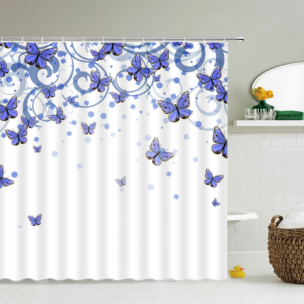 3D Printed Fabric Shower Curtains Beautiful Butterfly Bath Screens ...