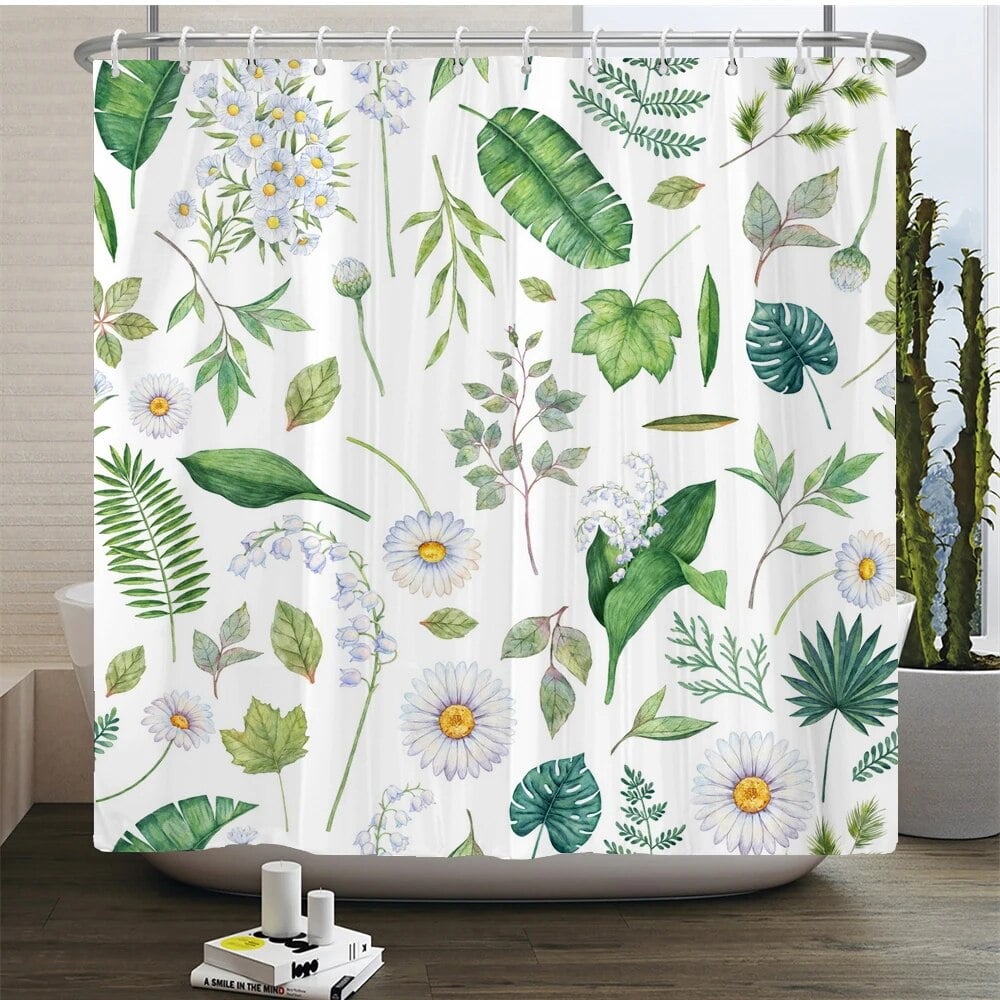 3D Printed Fabric Shower Curtains Fresh Flowers Plant Bath Screens ...