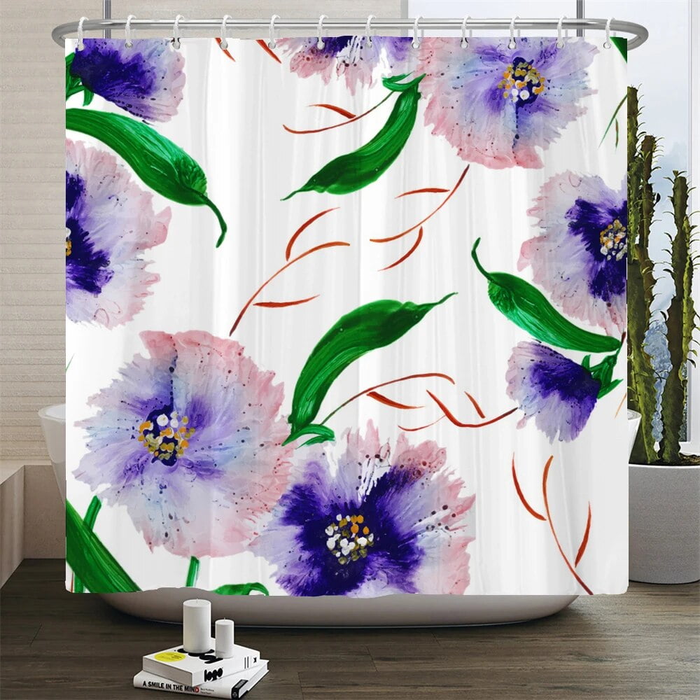 3D Printed Fabric Shower Curtains Fresh Flowers Plant Bath Screens ...