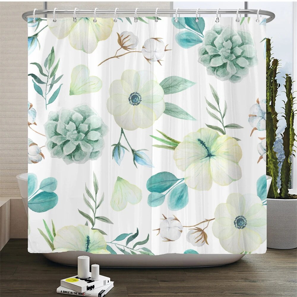 3D Printed Fabric Shower Curtains Fresh Flowers Plant Bath Screens ...