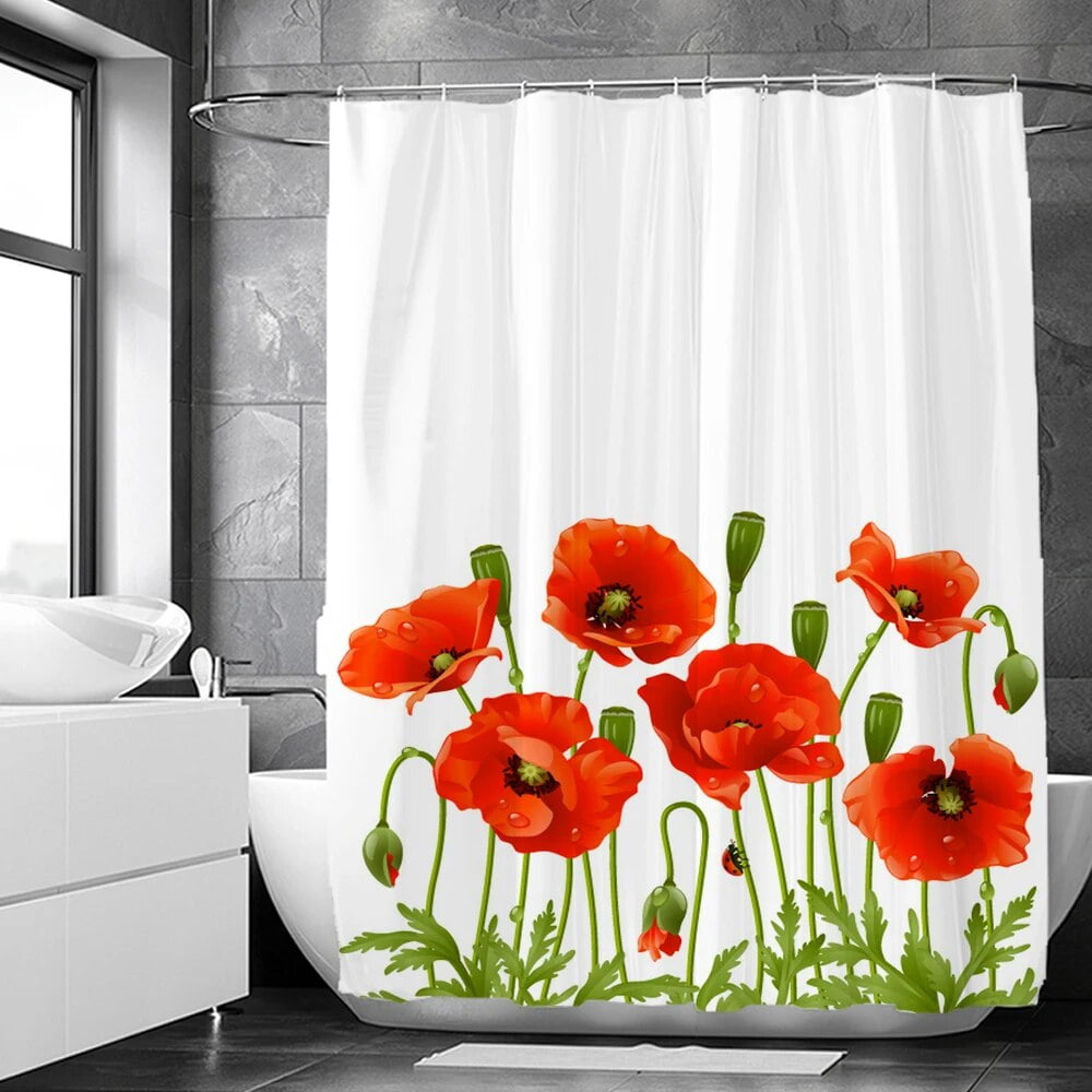 3D Printed Fabric Shower Curtains Fresh Flowers Plant Bath Screens ...