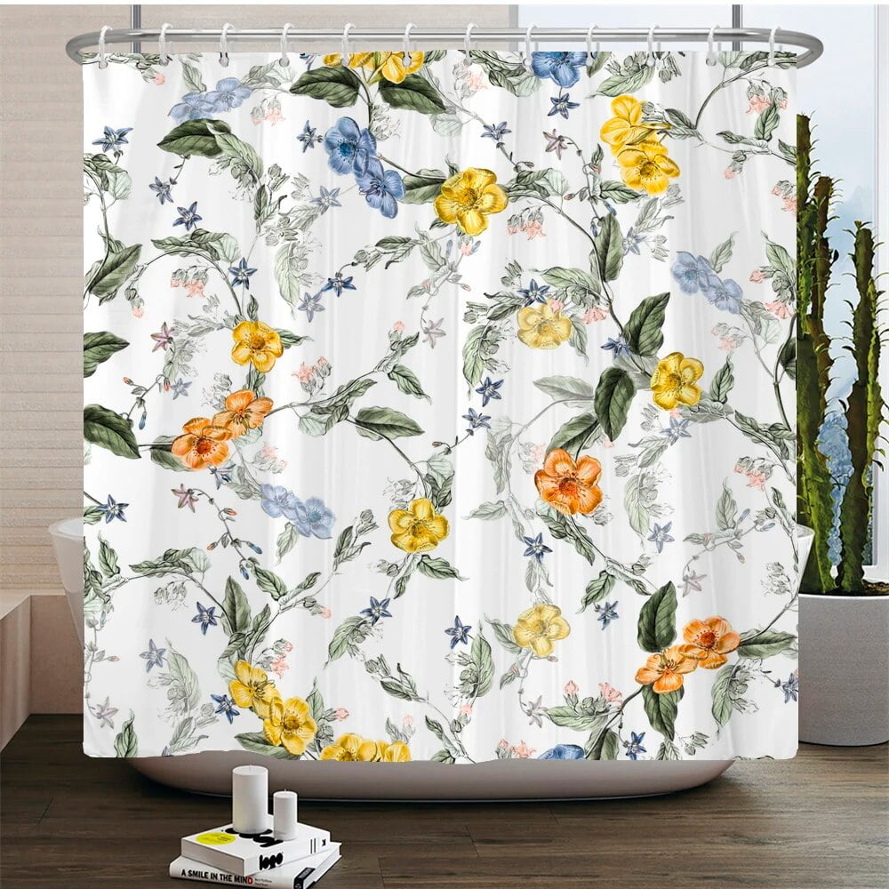 3D Printed Fabric Shower Curtains Fresh Flowers Plant Bath Screens ...