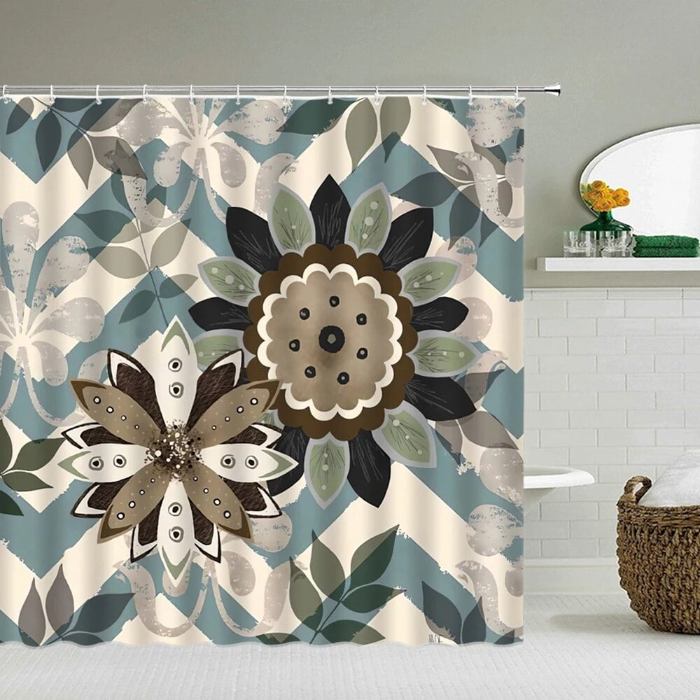 3D Printed Fabric Shower Curtains JellyBath Screens Waterproof Bathroom Decor with Flowers and ...