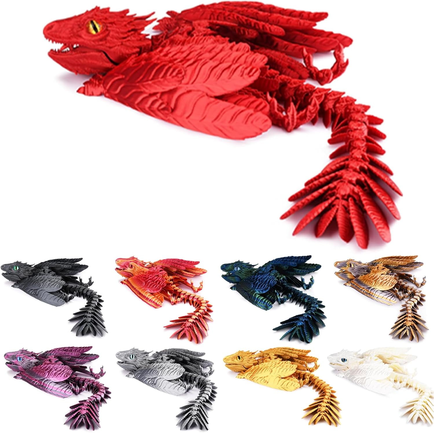 3D Printed Feathered Wyvern Dragon,Articulated Fidget Dragon,3D Printed ...