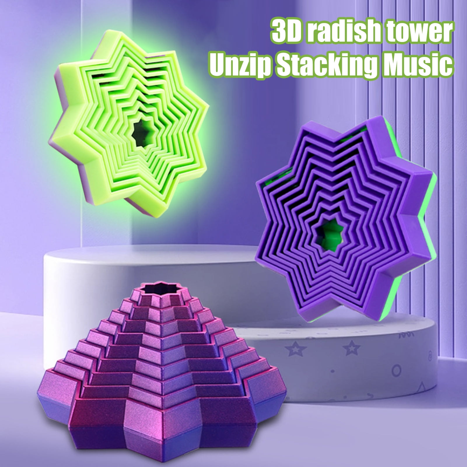 3D Printed Fidget Retractable Tower Anxiety Stress Relief Finger ...