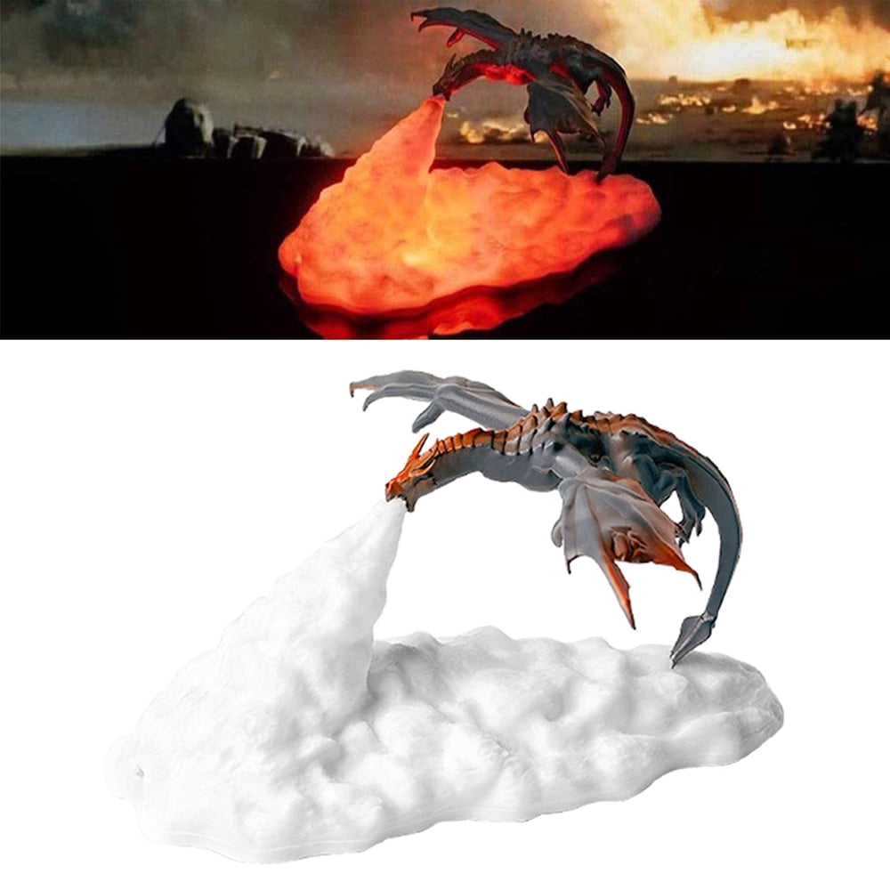 3D Printed LED Dragon Lamp, Rechargeable Night Light with 1000mAh ...