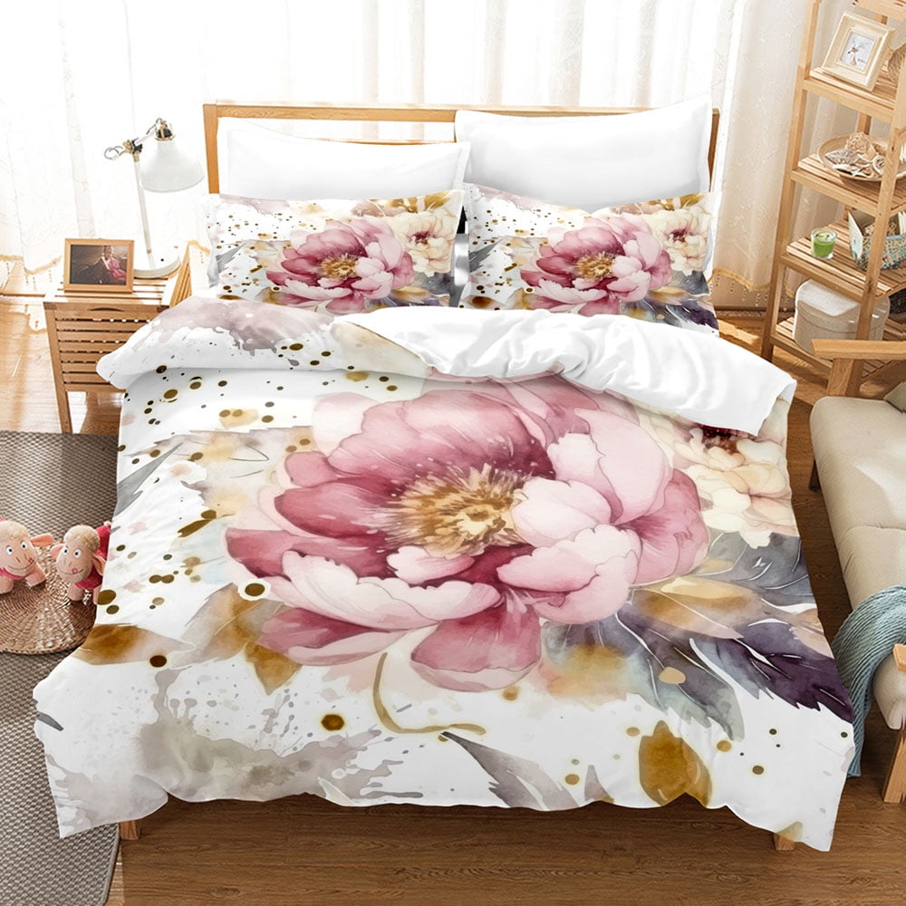 3D Printed Floral Bedding Set Spring Fragrant Flowers Skin-Friendly King Queen Size Duvet Cover ...