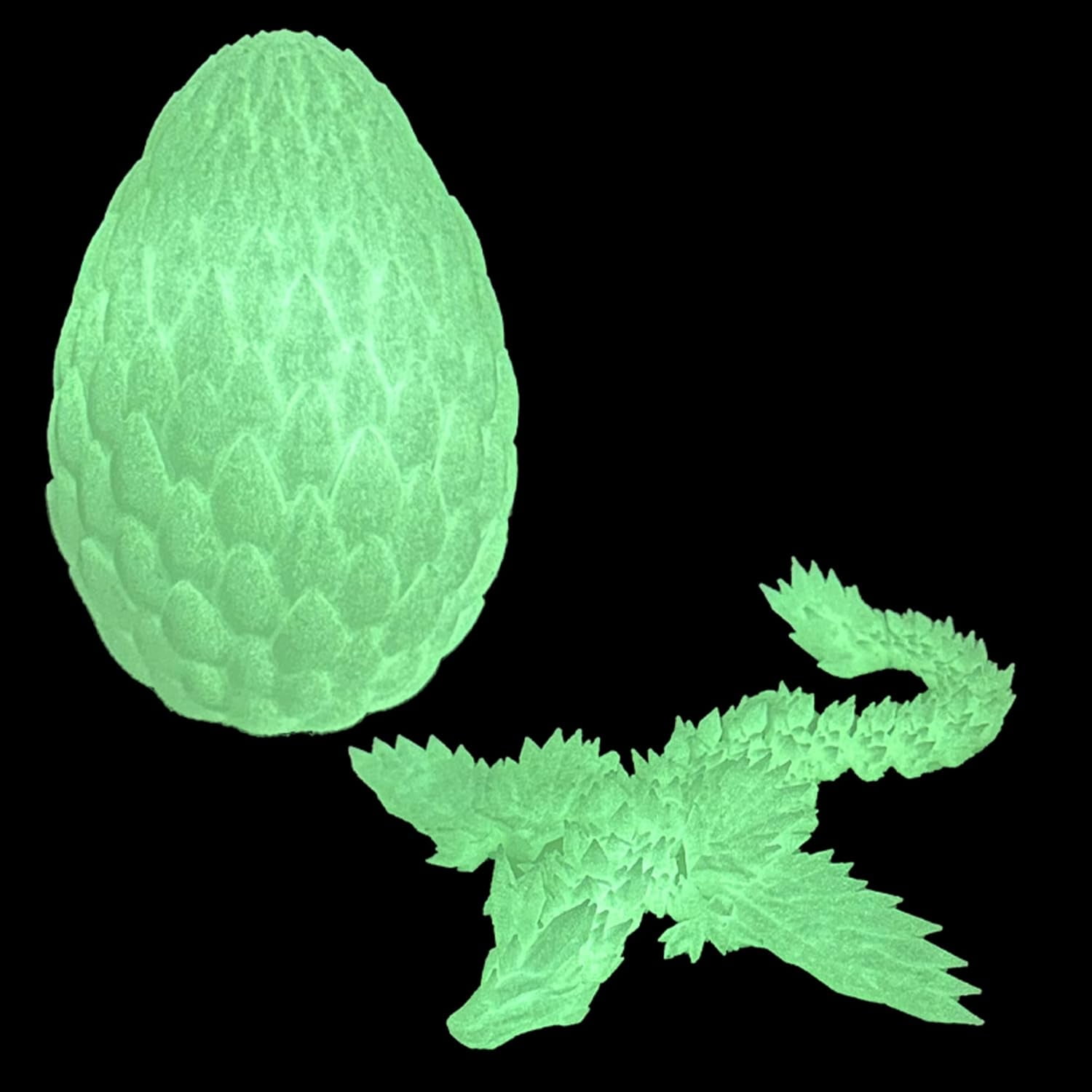 3D Printed Flying Dragon in Egg - Glow Green - Surprise Egg with ...
