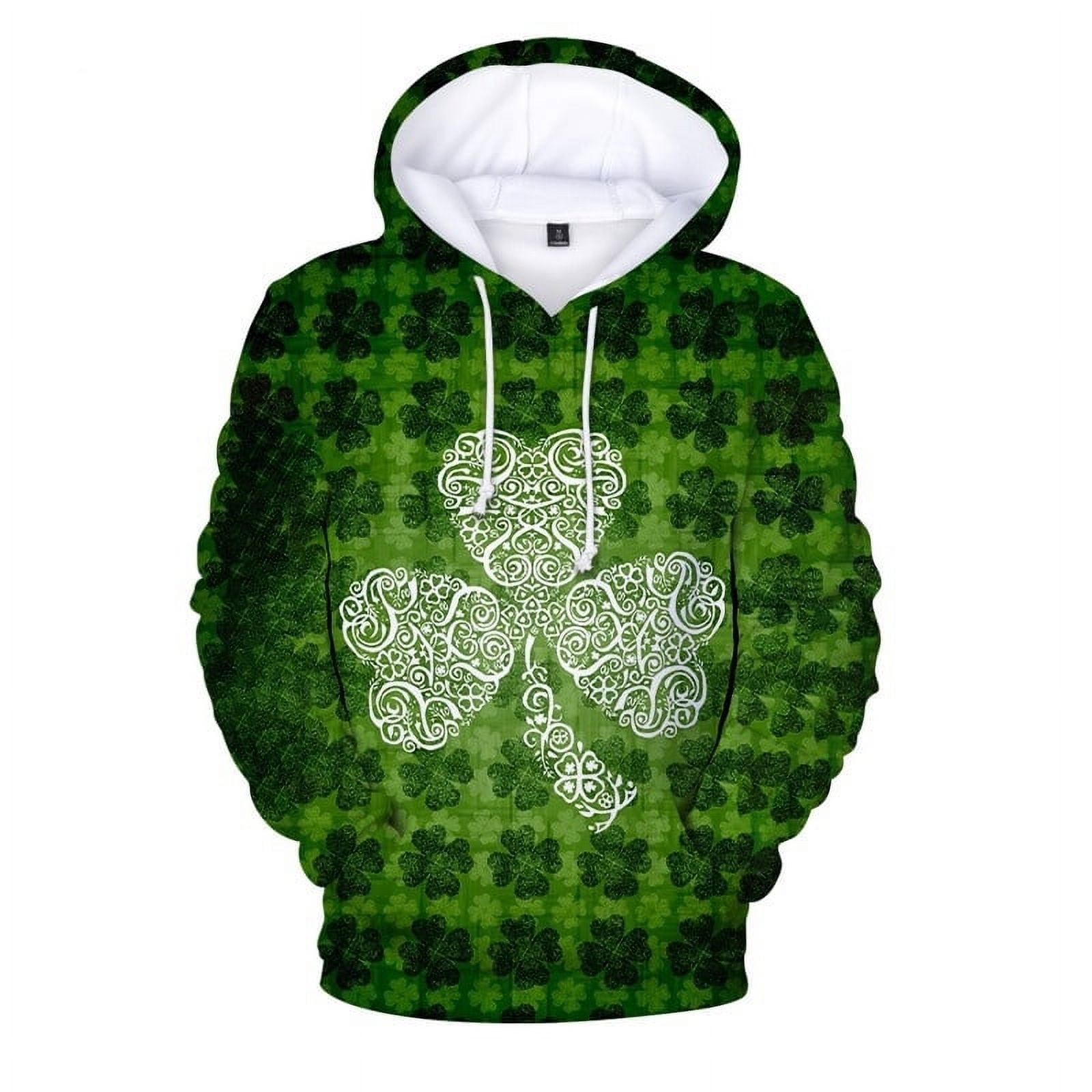 3D Printed Four-leaf Clover Hoodies For Men Lucky Clover Graphics ...