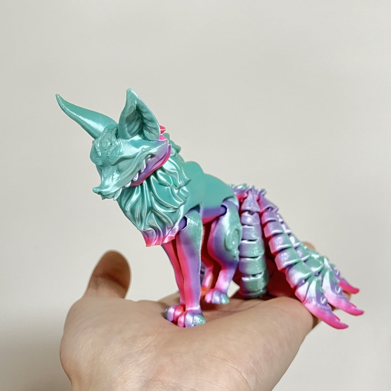 3D Printed Fox Action Figure Fine-Tailed Multi-Jointed Movable Desktop ...