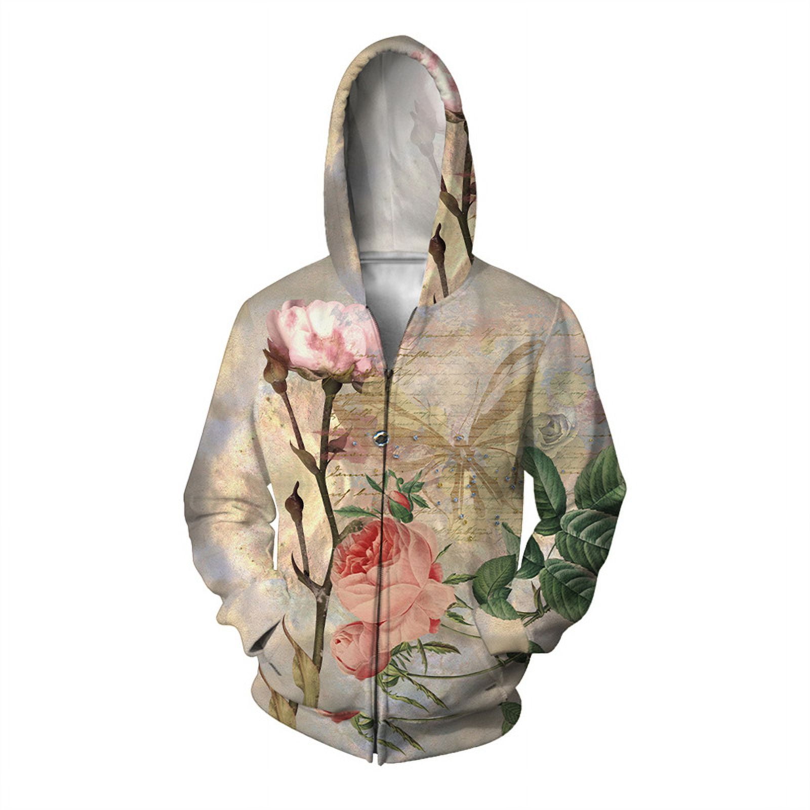 3D Printed Fox Flower Leaf Hoodie For Men Vintage Statue Graphic ...