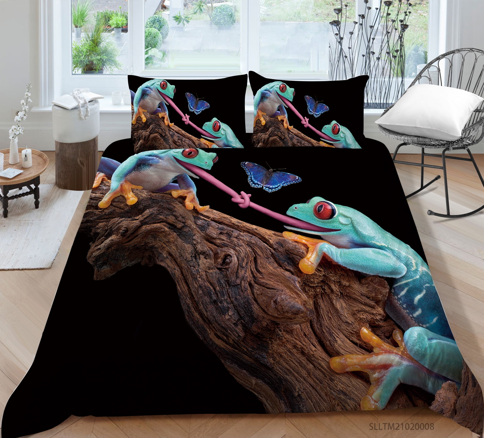 3D Printed Frog Pattern Duvet Cover, Soft Microfiber Bedding Set ...