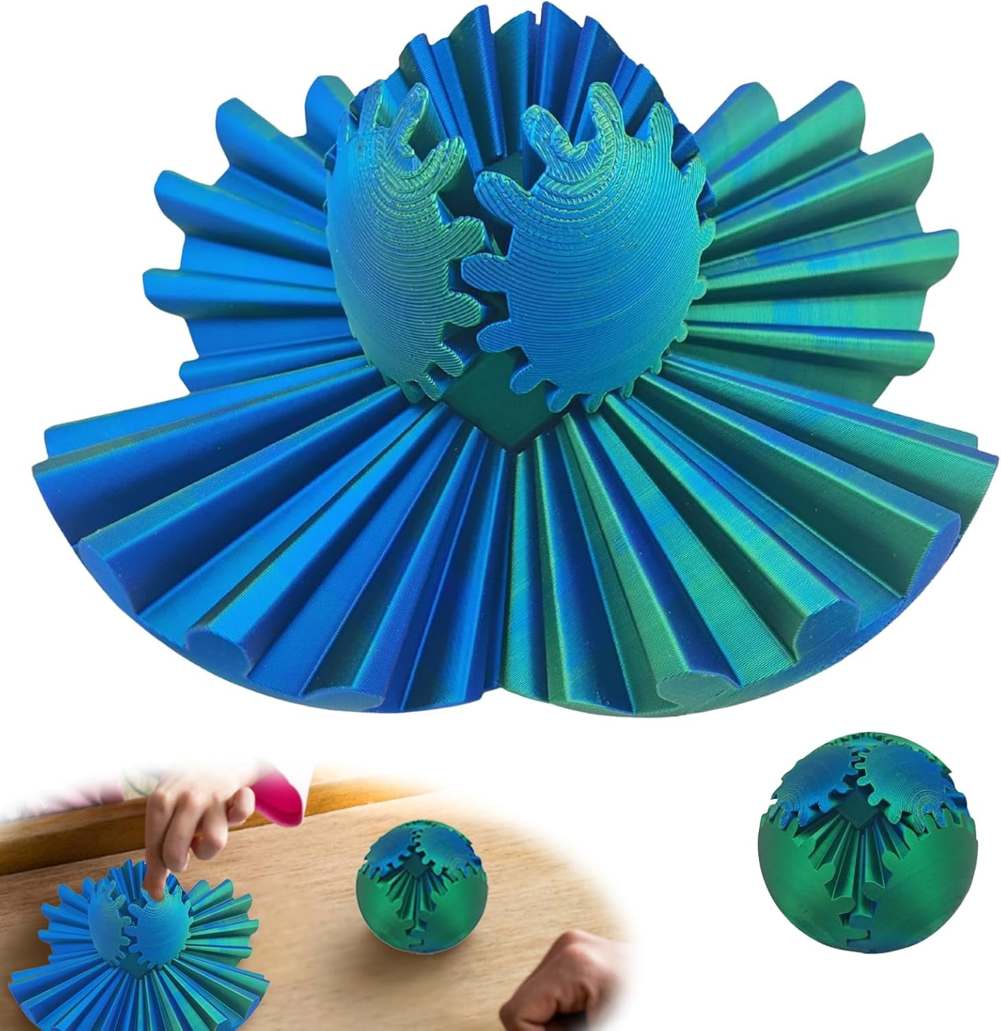 3D Printed Gear Ball, Spin Ball Gear Fidget Toy Cube Fidget Toy, Gears ...