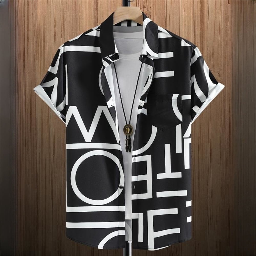 3D Printed Geometry Men's Shirts Color Block Graphics Fashion Button ...