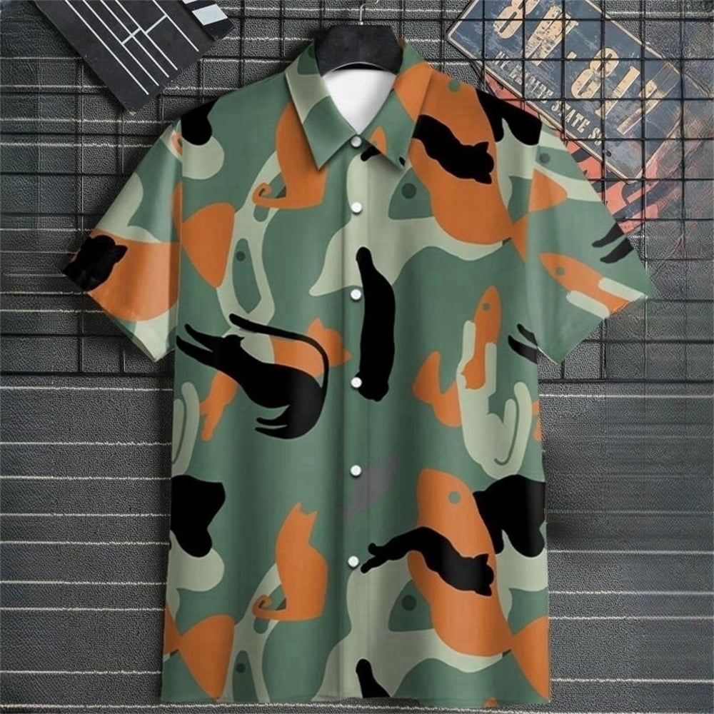 3D Printed Geometry Men's Shirts Color Block Graphics Fashion Button ...