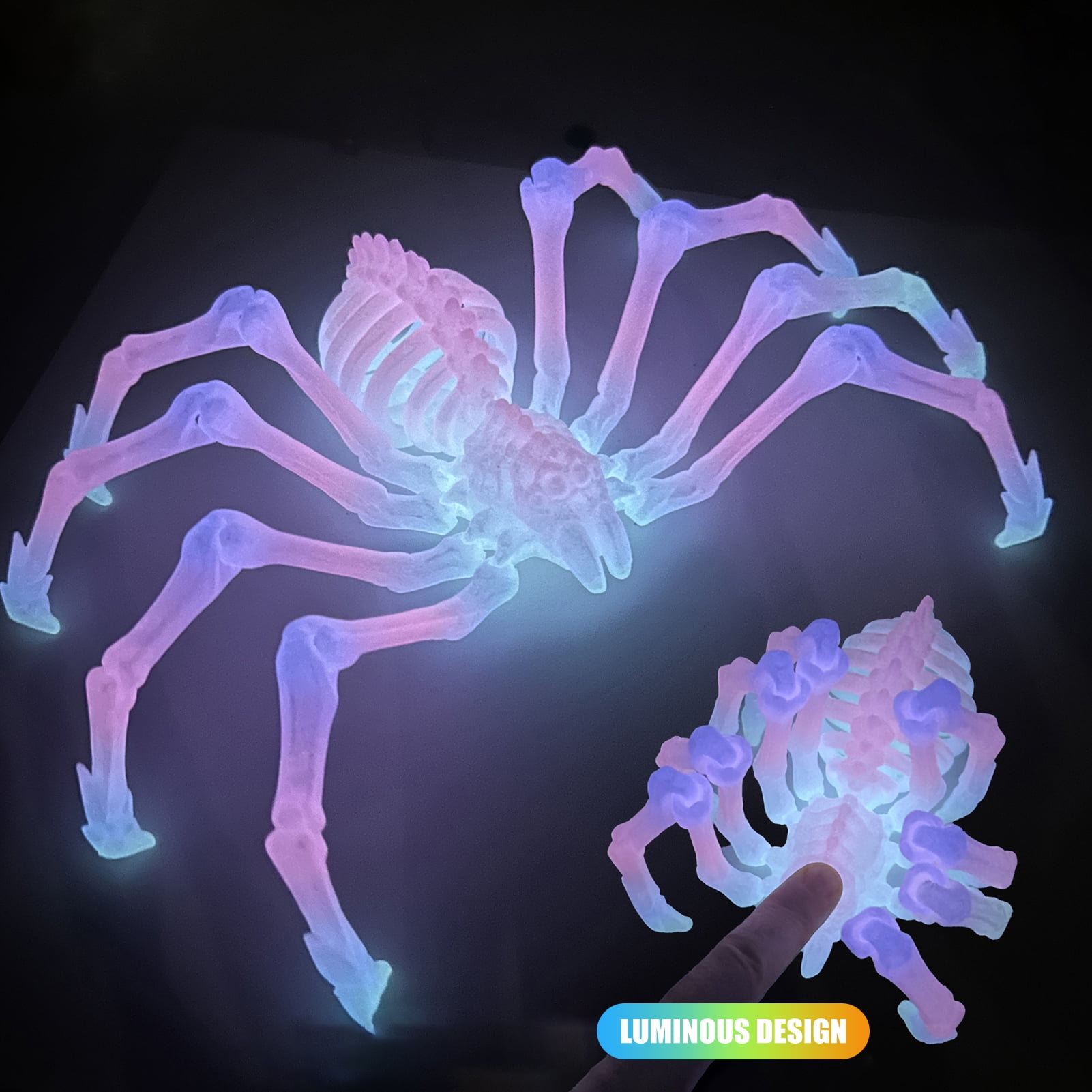 3D Printed Giant Spider Figurine with Retractable Legs Glow-in-the-dark ...