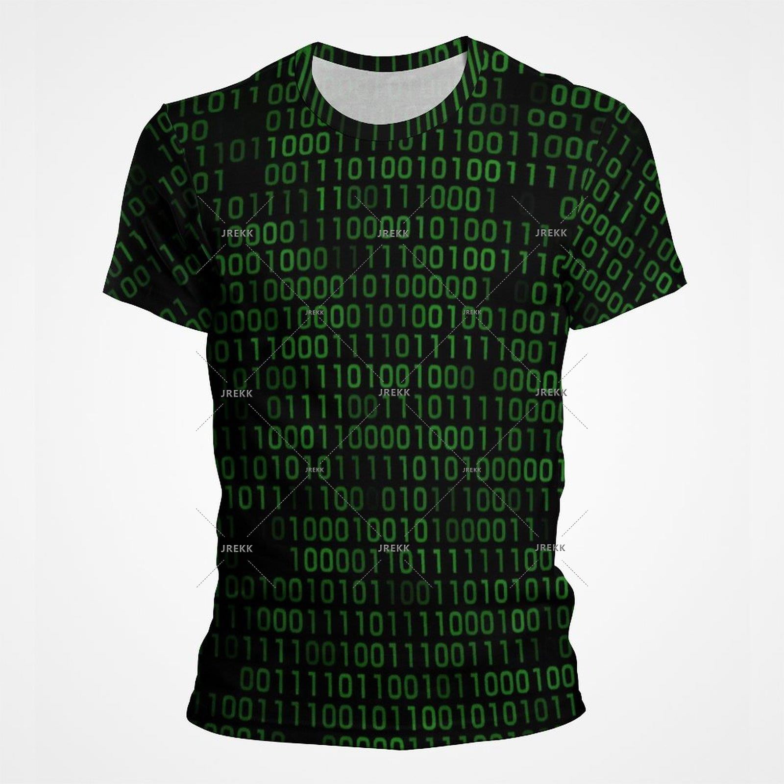 3D Printed Green Matrix Code T Shirt For Men Trend Personality Graphic ...