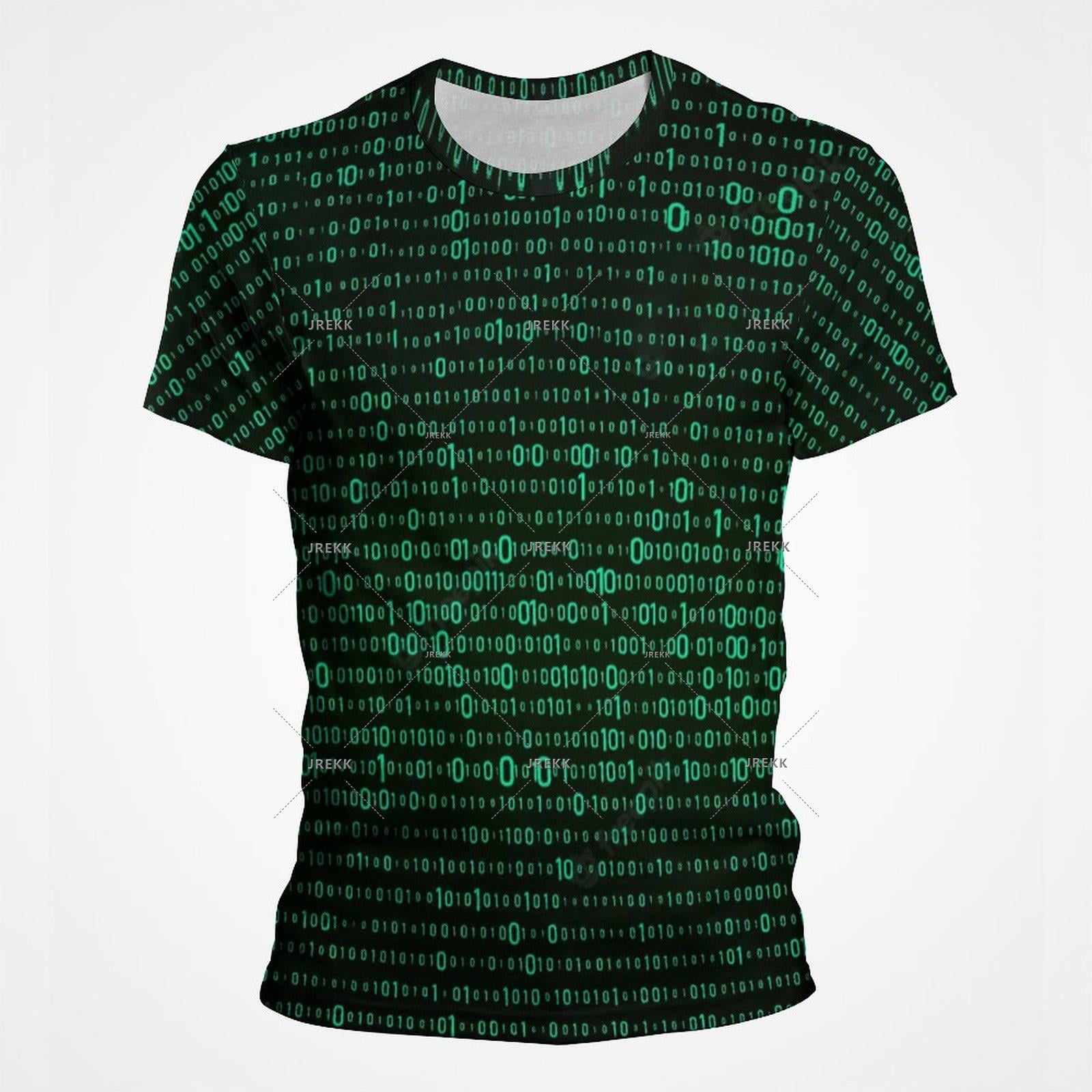 3D Printed Green Matrix Code T Shirt For Men Trend Personality Graphic ...