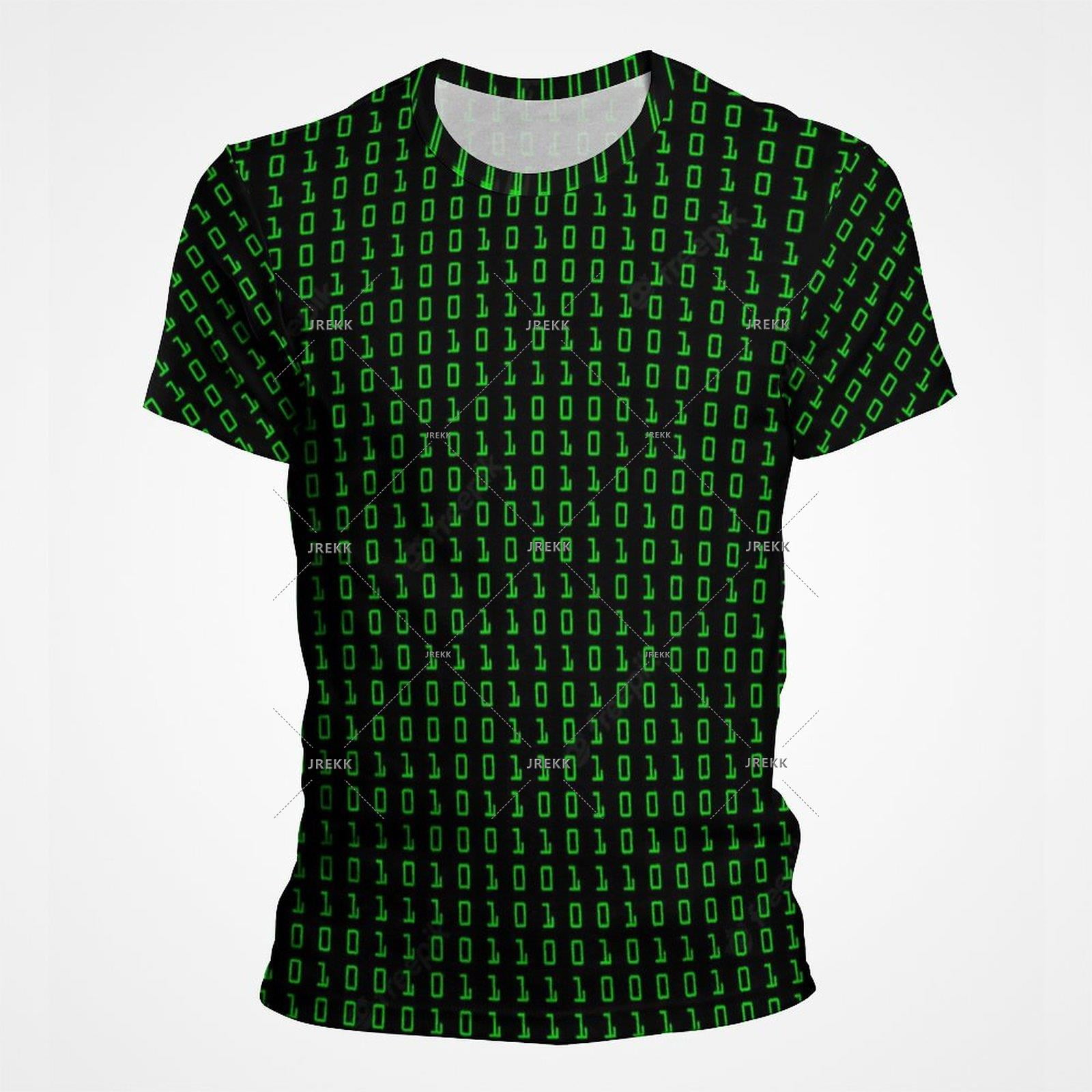 3D Printed Green Matrix Code T Shirt For Men Trend Personality Graphic ...