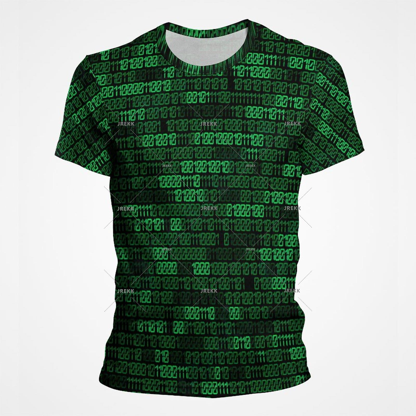 3D Printed Green Matrix Code T Shirt For Men Trend Personality Graphic ...
